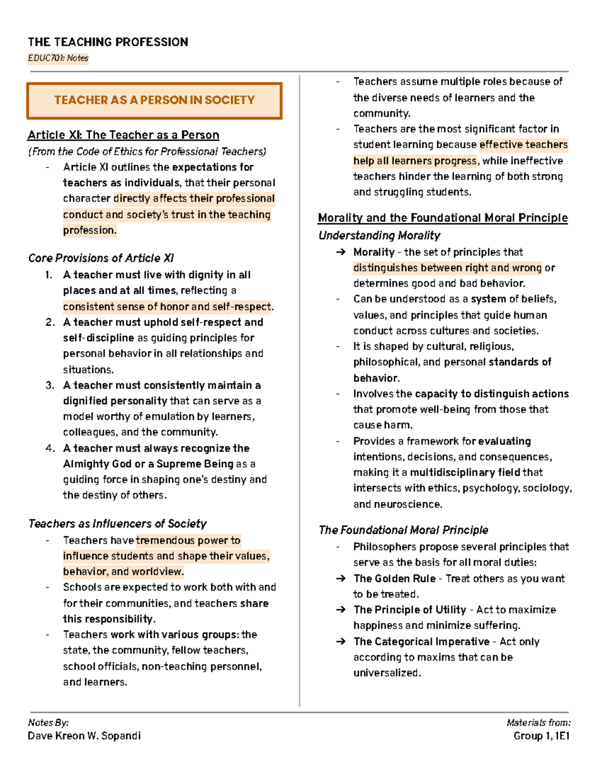 THE TEACHING PROFESSION EDUC701: Comprehensive Finals Notes - Studocu
