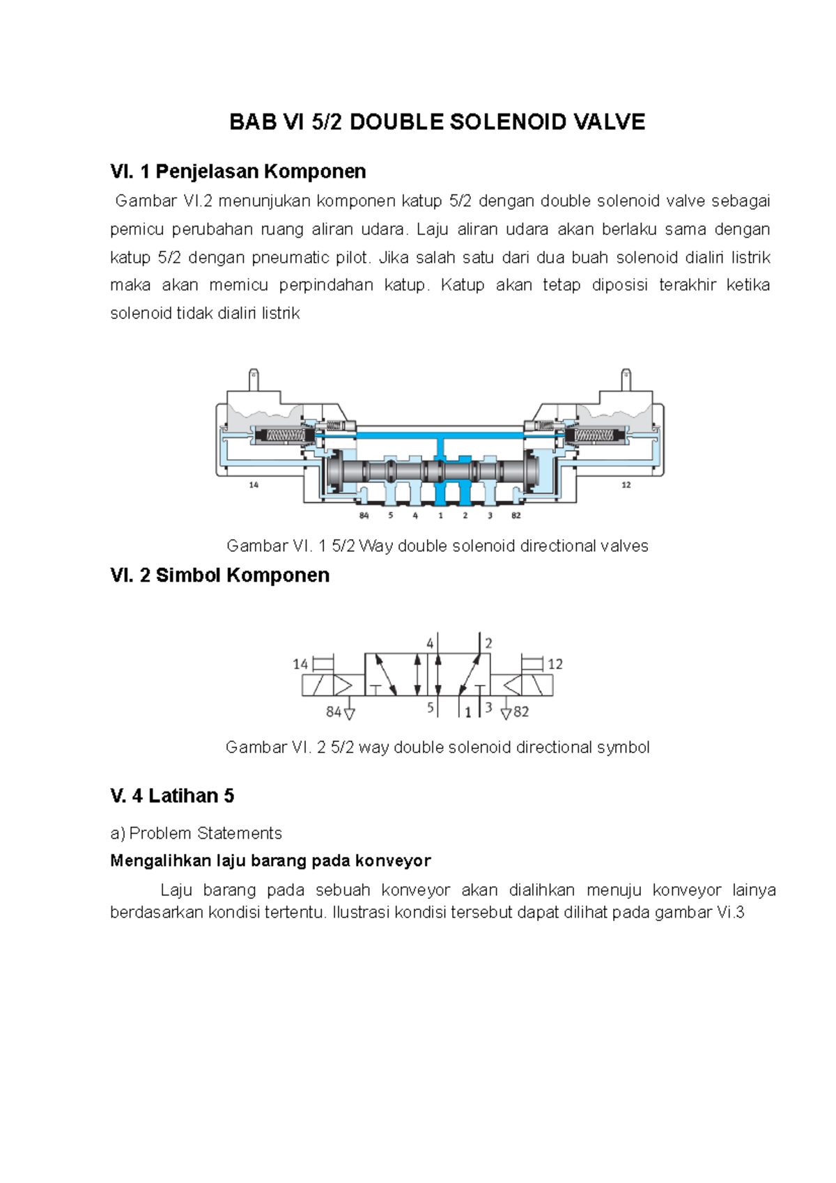 BAB VI 5/2: Double Solenoid Valve - Komponen, Simbol & Latihan - Studocu