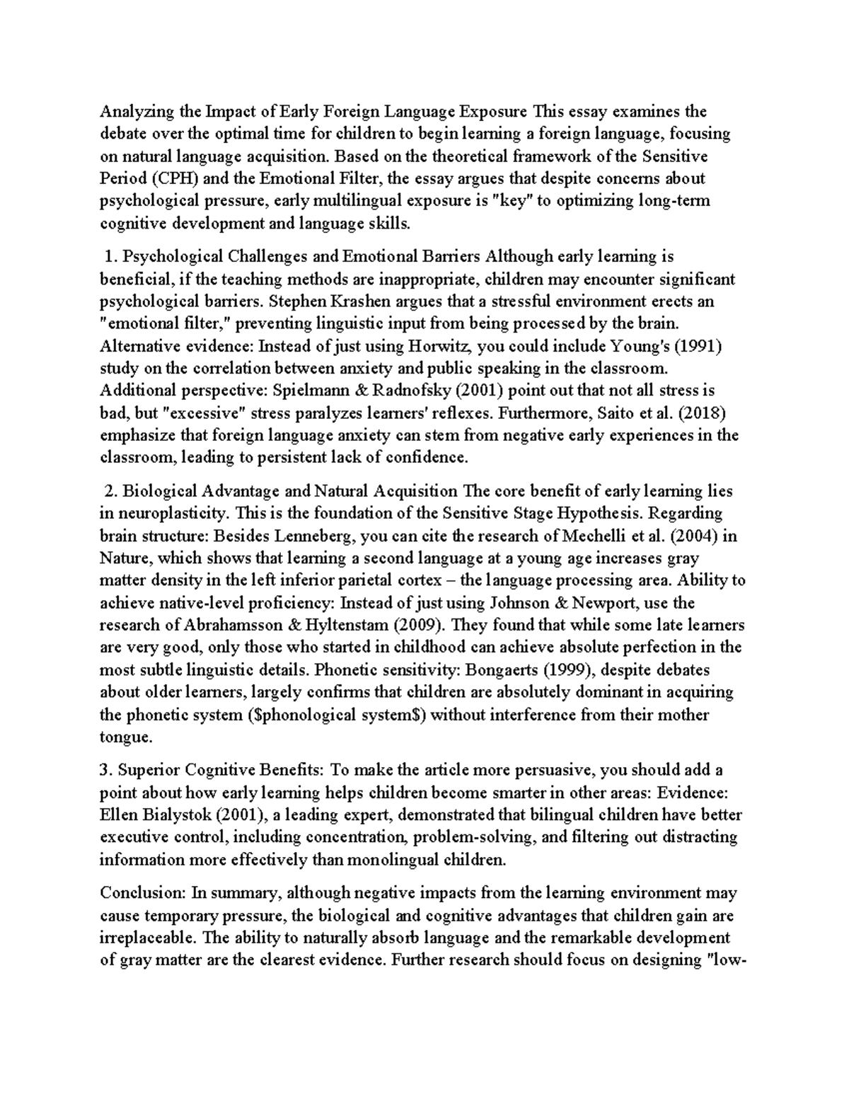 Analyzing Early Foreign Language Exposure: Final Project Insights - Studocu