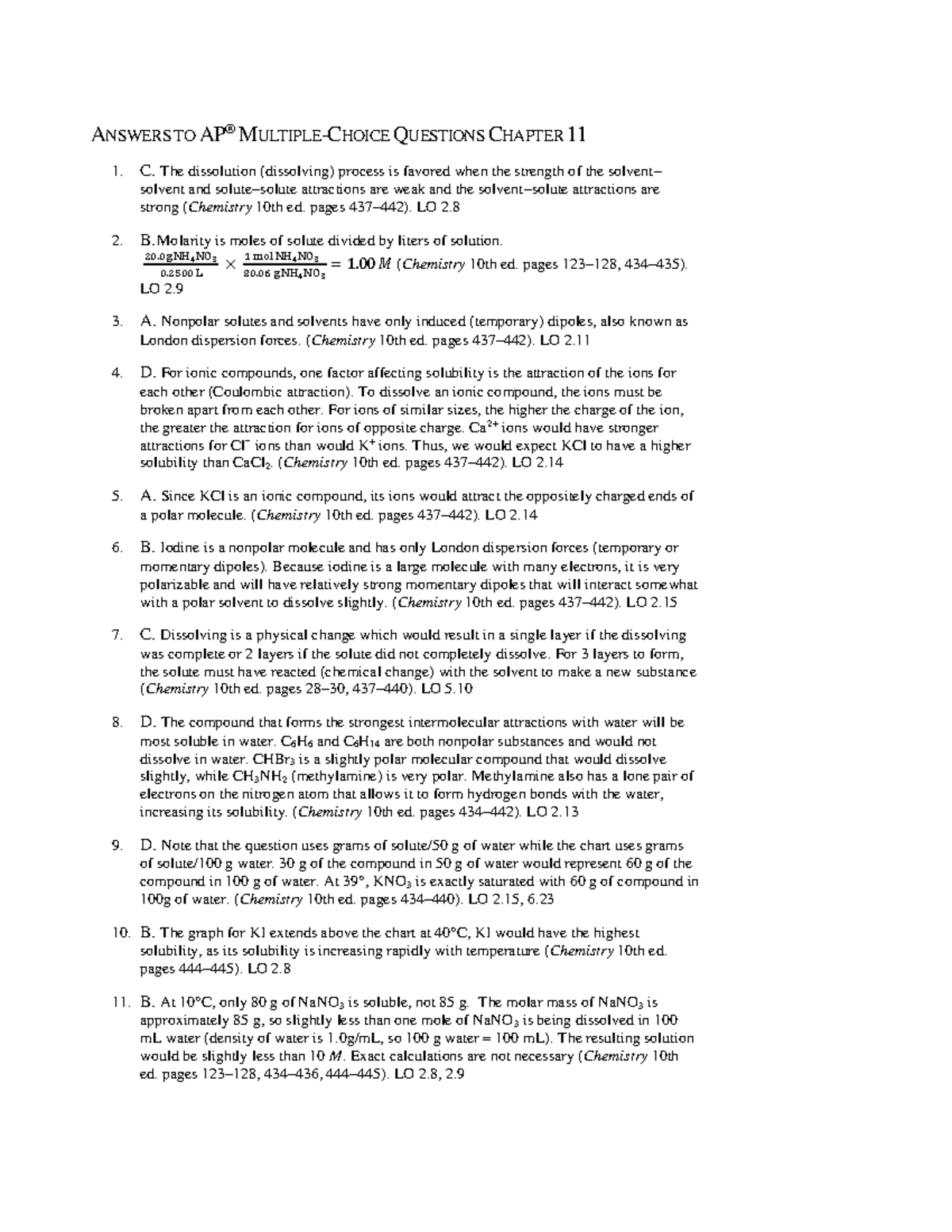 Chapter 11 AP MC Answers - Chemistry 10th Ed. Solutions - Studocu
