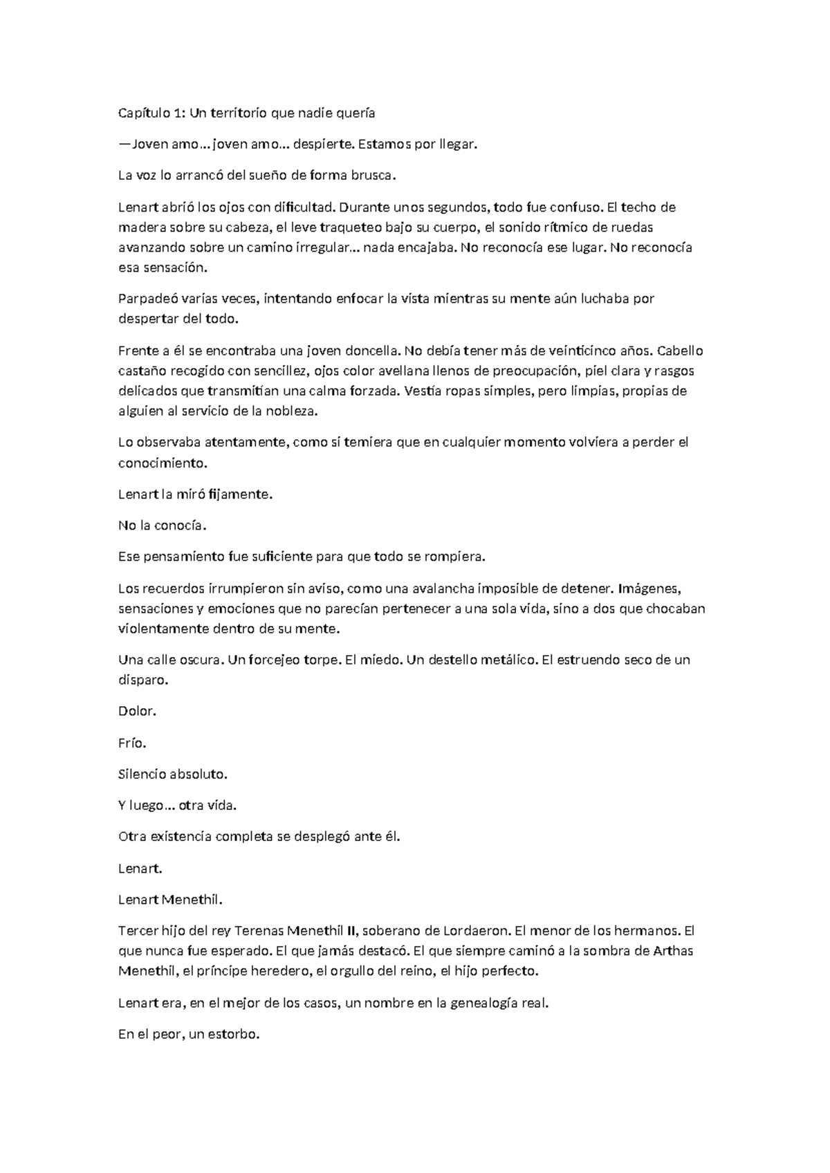 Capítulo 1: Despertar de Lenart en un Nuevo Reino (WARC 1FT) - Studocu