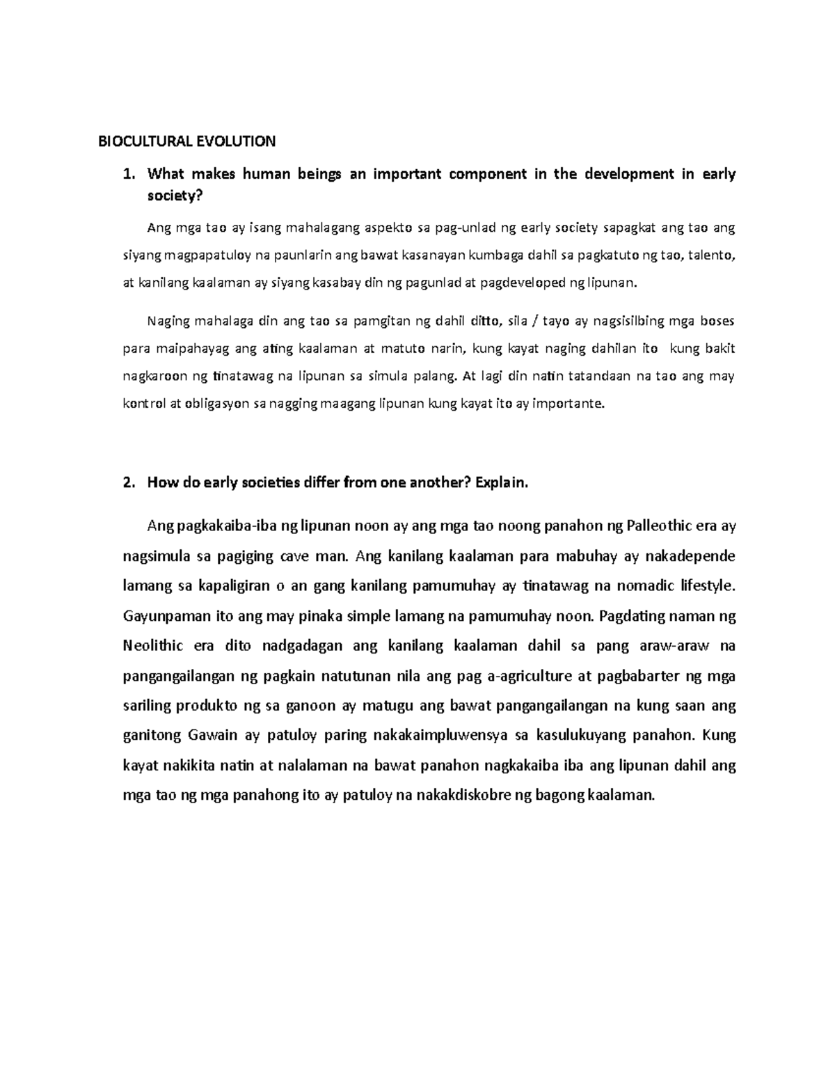 UCSP biocultural evolution - BIOCULTURAL EVOLUTION What makes human ...