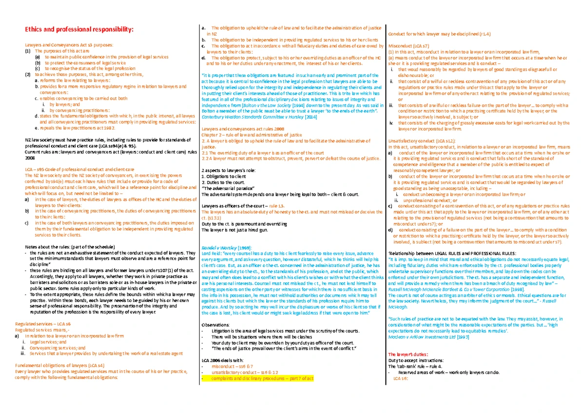 Legal Ethics and Professional Responsibility: A Comprehensive Overview - Studocu