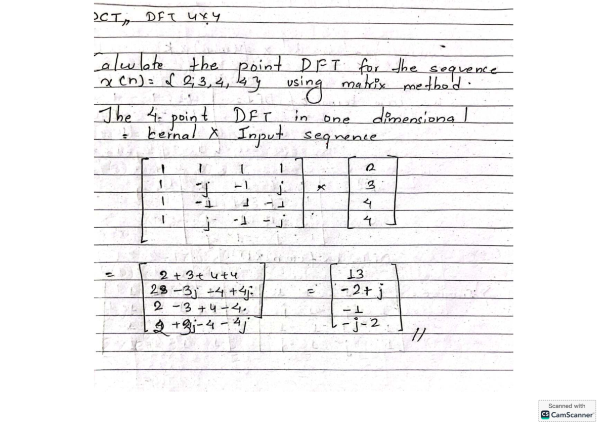 PCT, DFT 4x4: Easy Notes on DFT and DCT Inverse Operations - Studocu