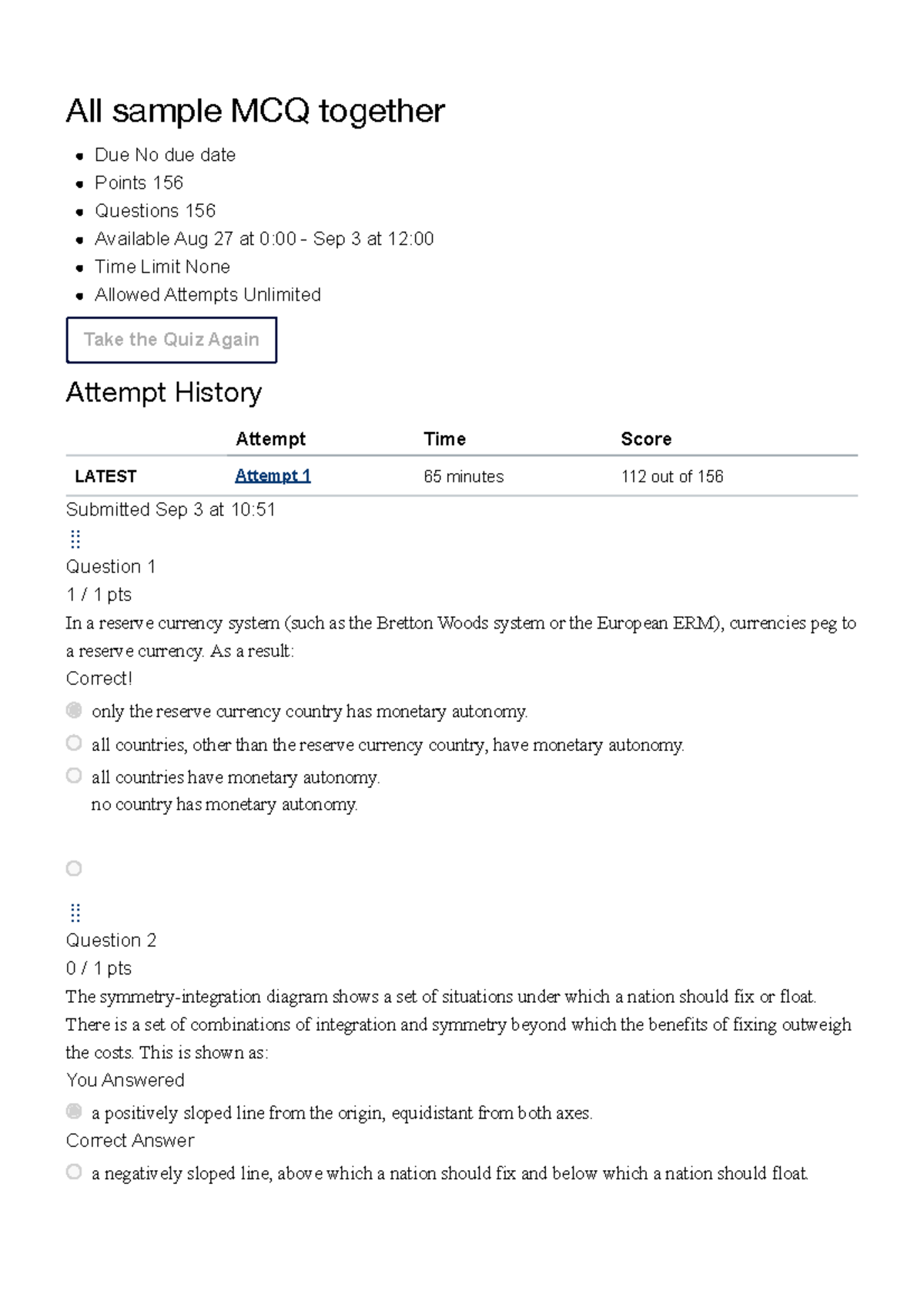 All Sample MCQs for Globalisation and the World Economy (ECON2000 7 ...