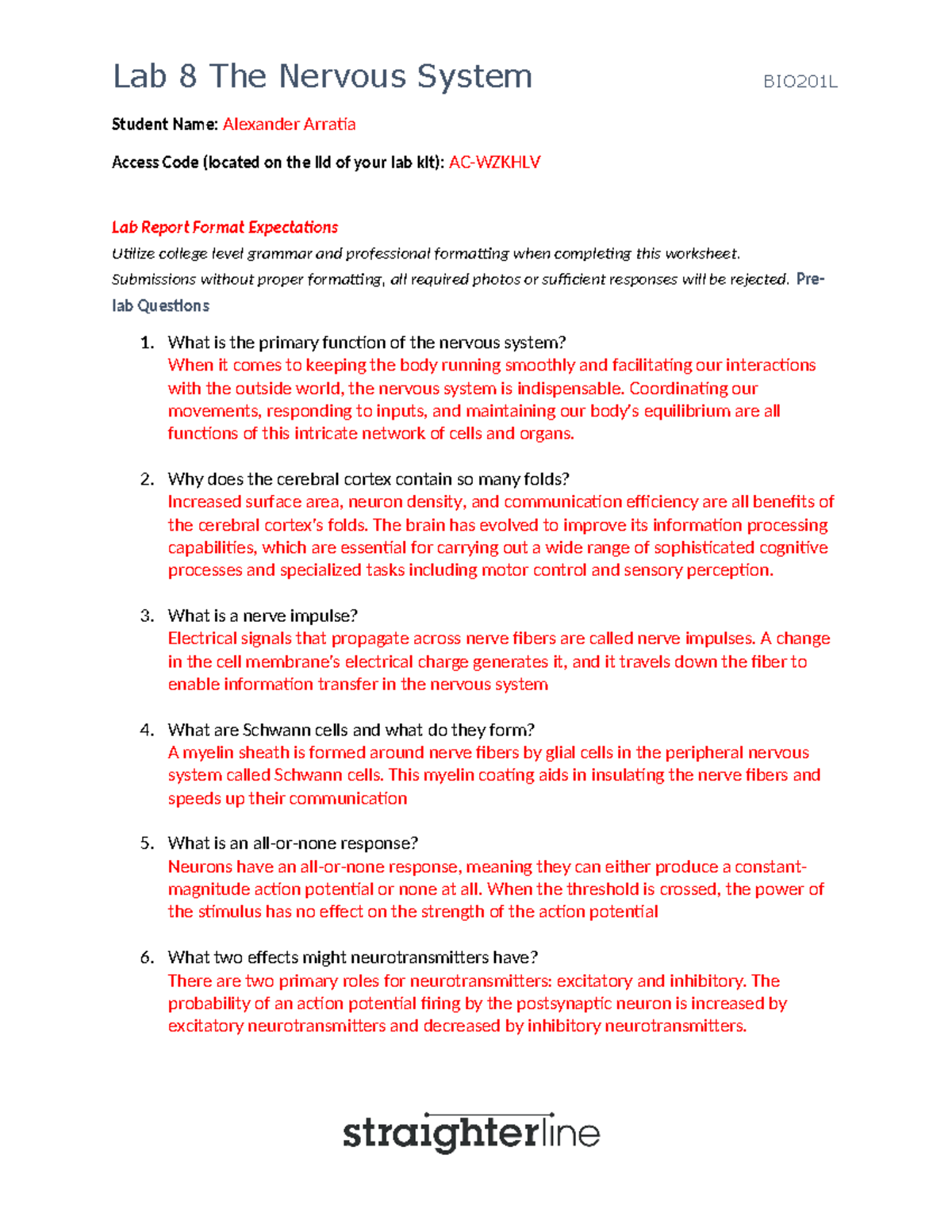 BIO201 Lab 8 Final Report - Nervous System and Dissection Insights ...