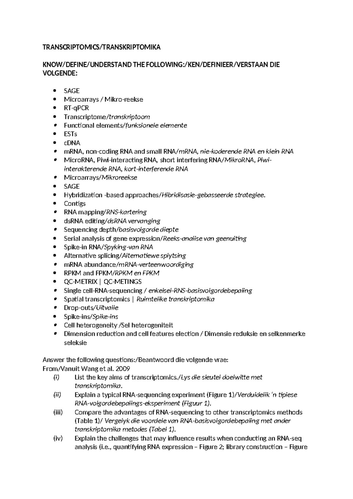 2026 Transcriptomics Study: Key Aims and Experimental Insights - Studocu