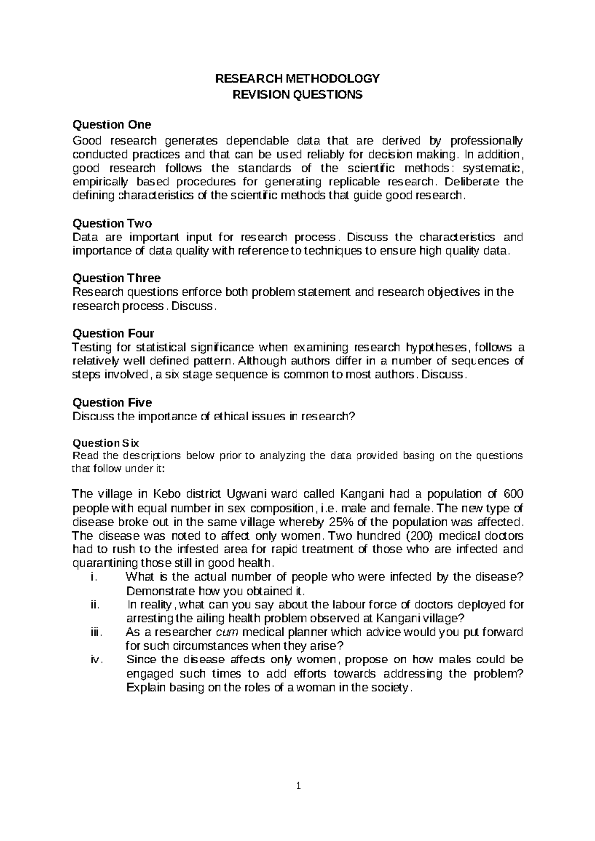 Research Methodology Review Questions: Key Theories Explored - Studocu