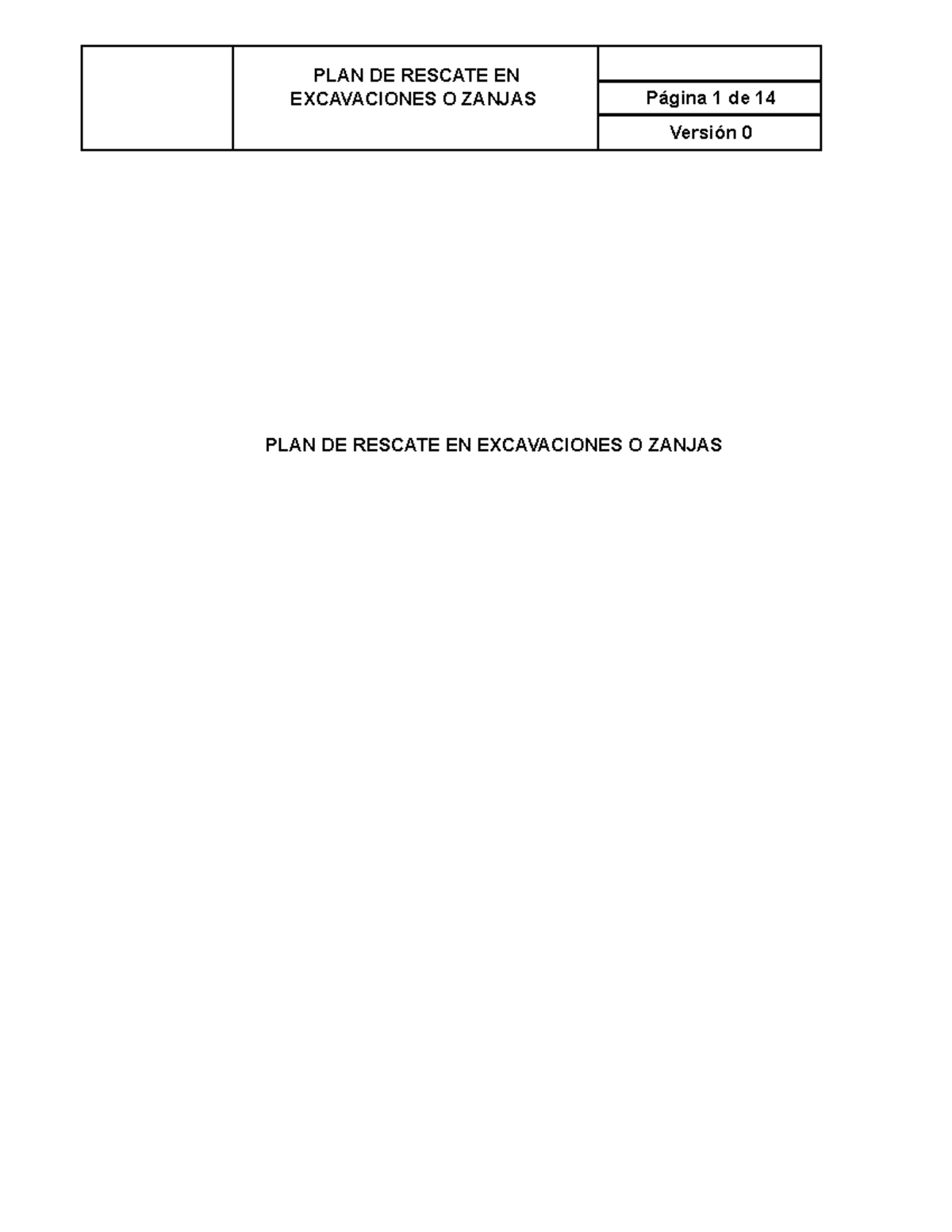 Plan de Rescate para Trabajos en Excavaciones y Zanjas - Seguridad y ...