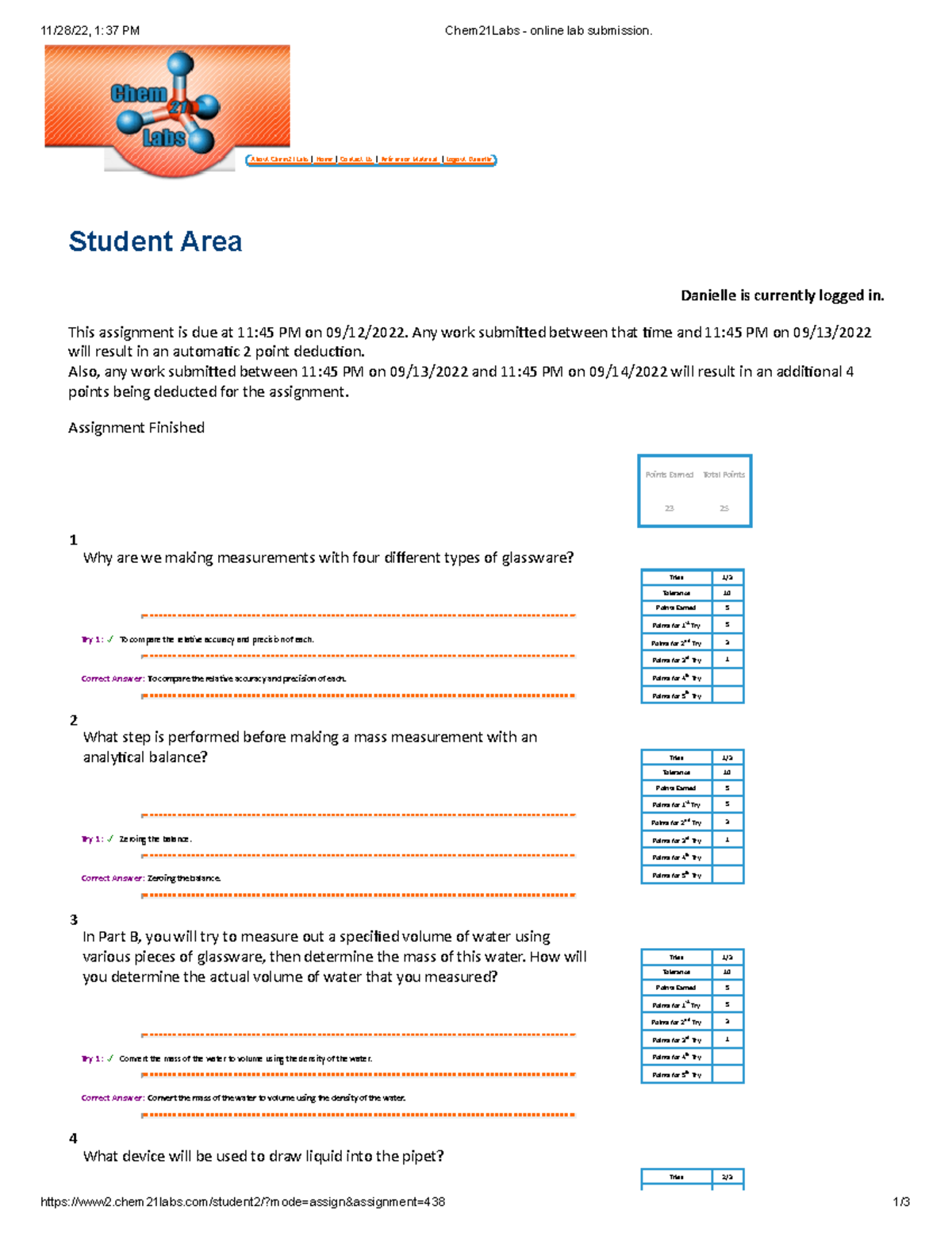Quiz1 - pre-lab quiz - 11/28/22, 1:37 PM Chem21Labs - online lab ...