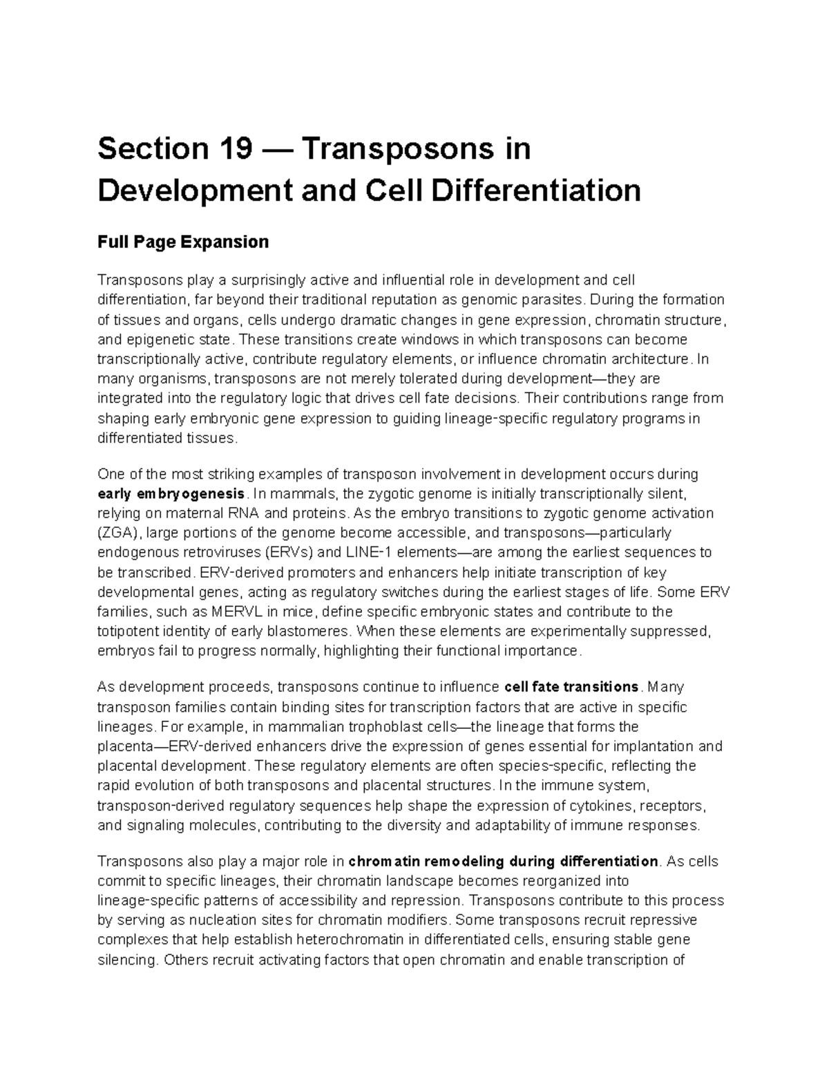 Transposons in Development & Cell Differentiation: Insights & Roles ...