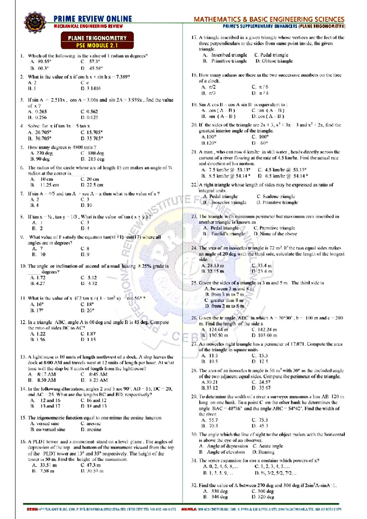 Trigonometry 1: Comprehensive Review for Basic Engineering Sciences ...