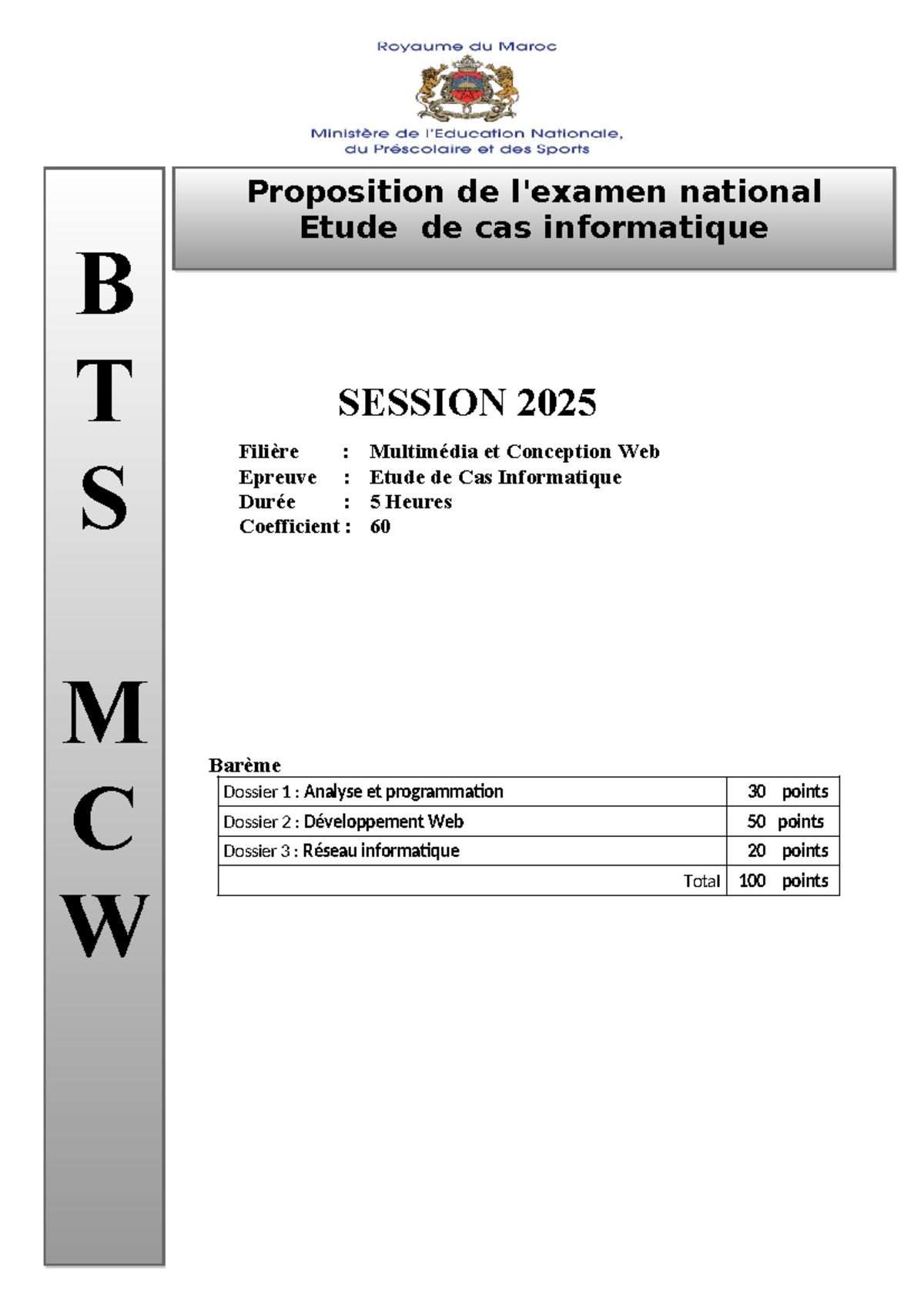 BTS MCW 2025 - Étude de Cas Informatique Artisanat 4.0 - Studocu