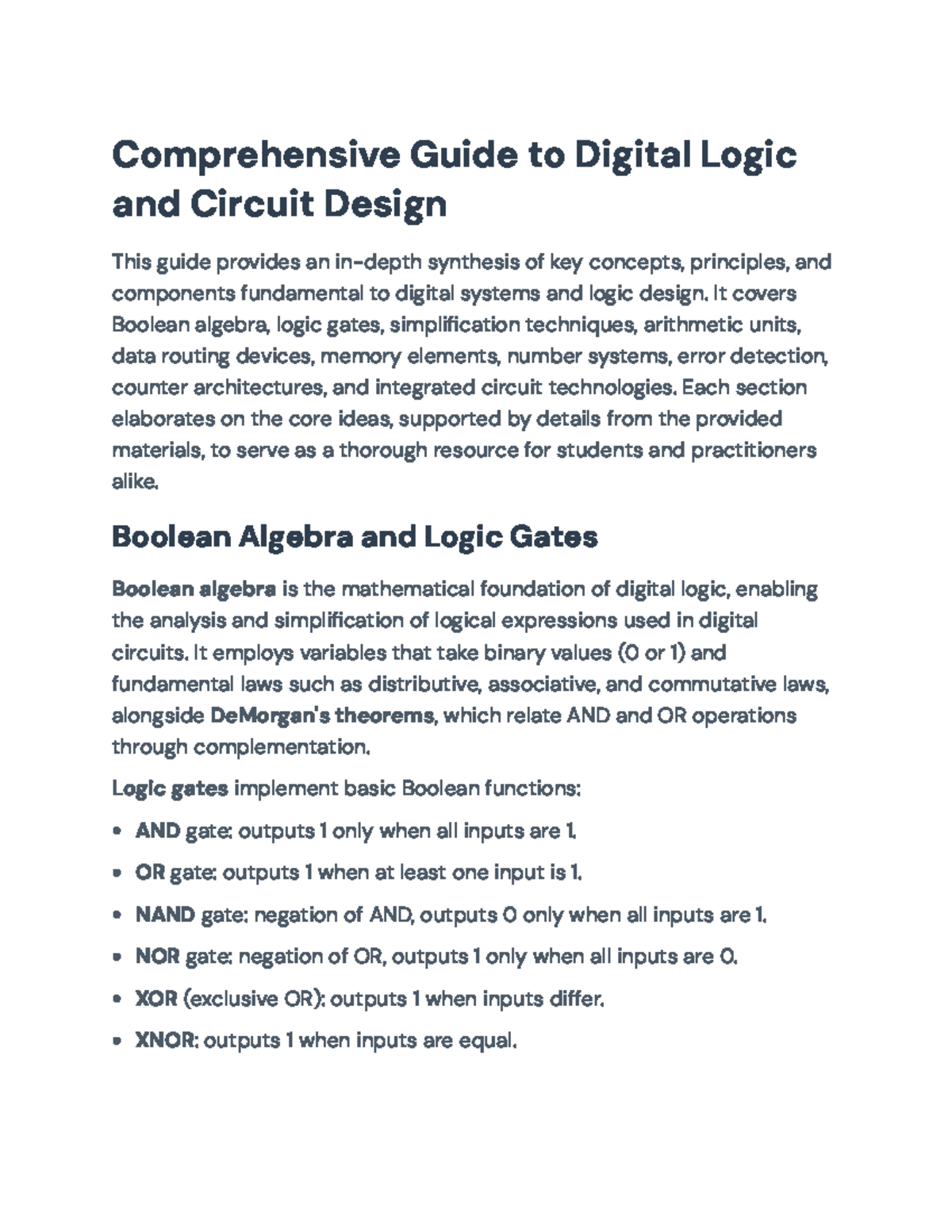 Comprehensive Guide to Digital Logic & Circuit Design (DLD101) - Studocu