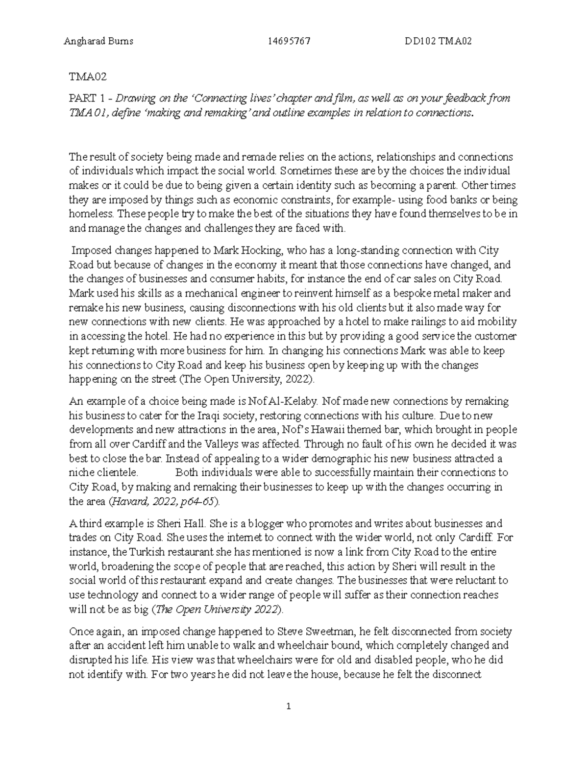 DD102 - TMA02 Report on Connections and the 1921 Census Analysis - Studocu
