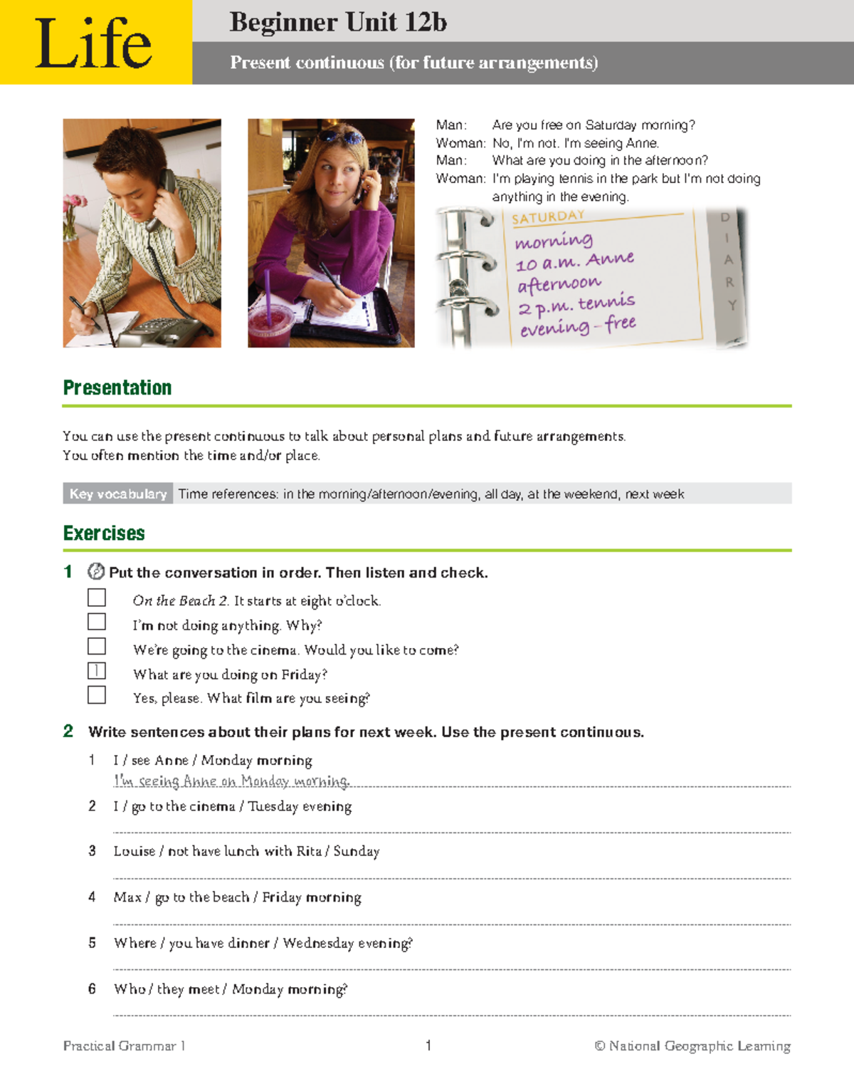 Beginner Unit 12b - Present Continuous Exercises for Future Plans - Studocu