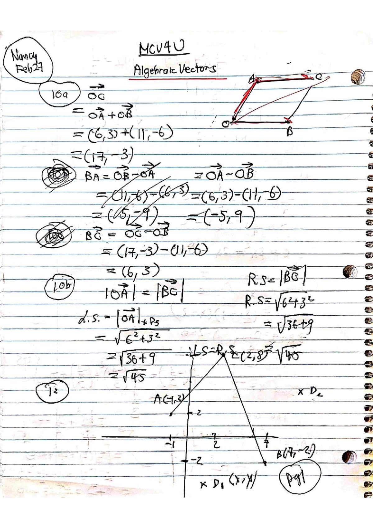 Algebraic vectors notes for MCV4U final exam preparation - Studocu
