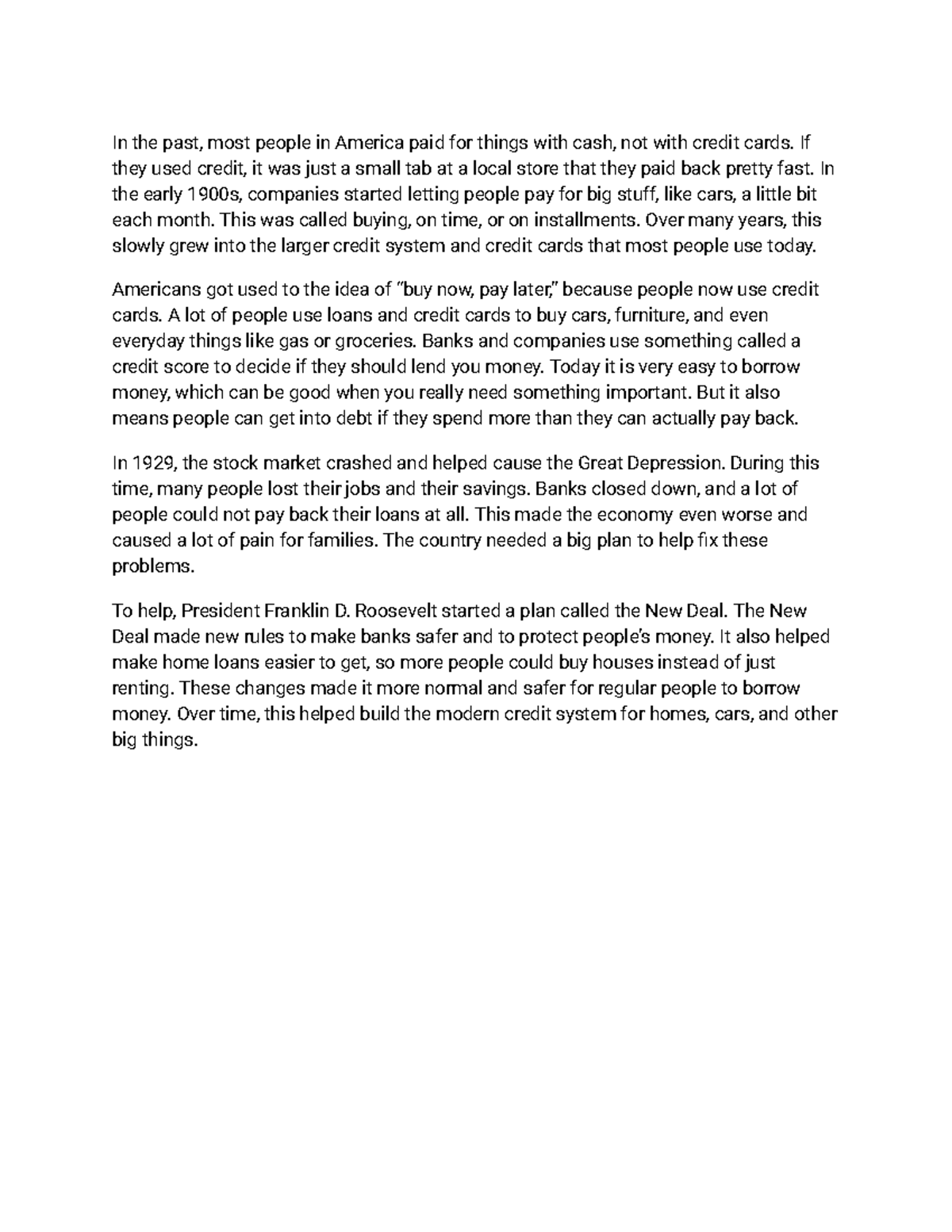 History of Credit in America: From Cash to Credit Cards - Studocu