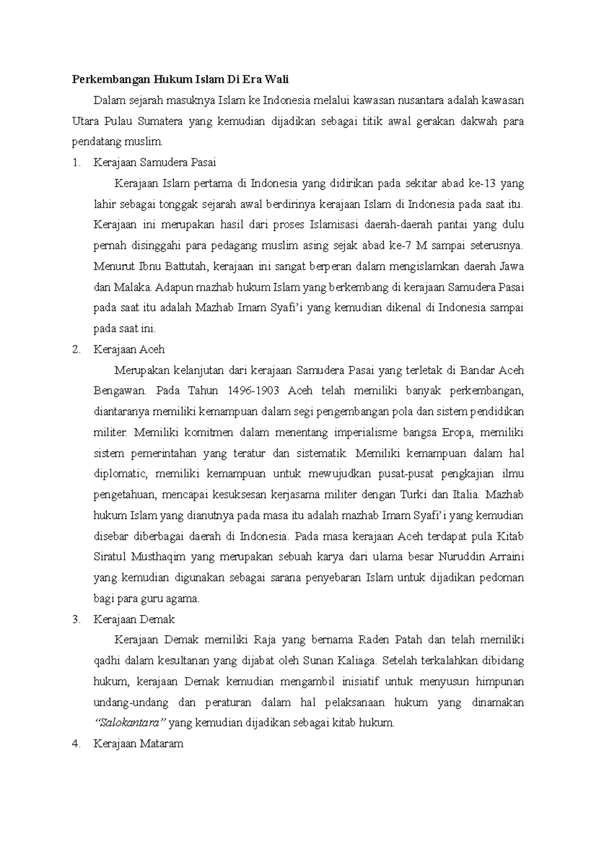 Perkembangan Hukum Islam Di Era Wali - Kerajaan Samudera Pasai Kerajaan ...