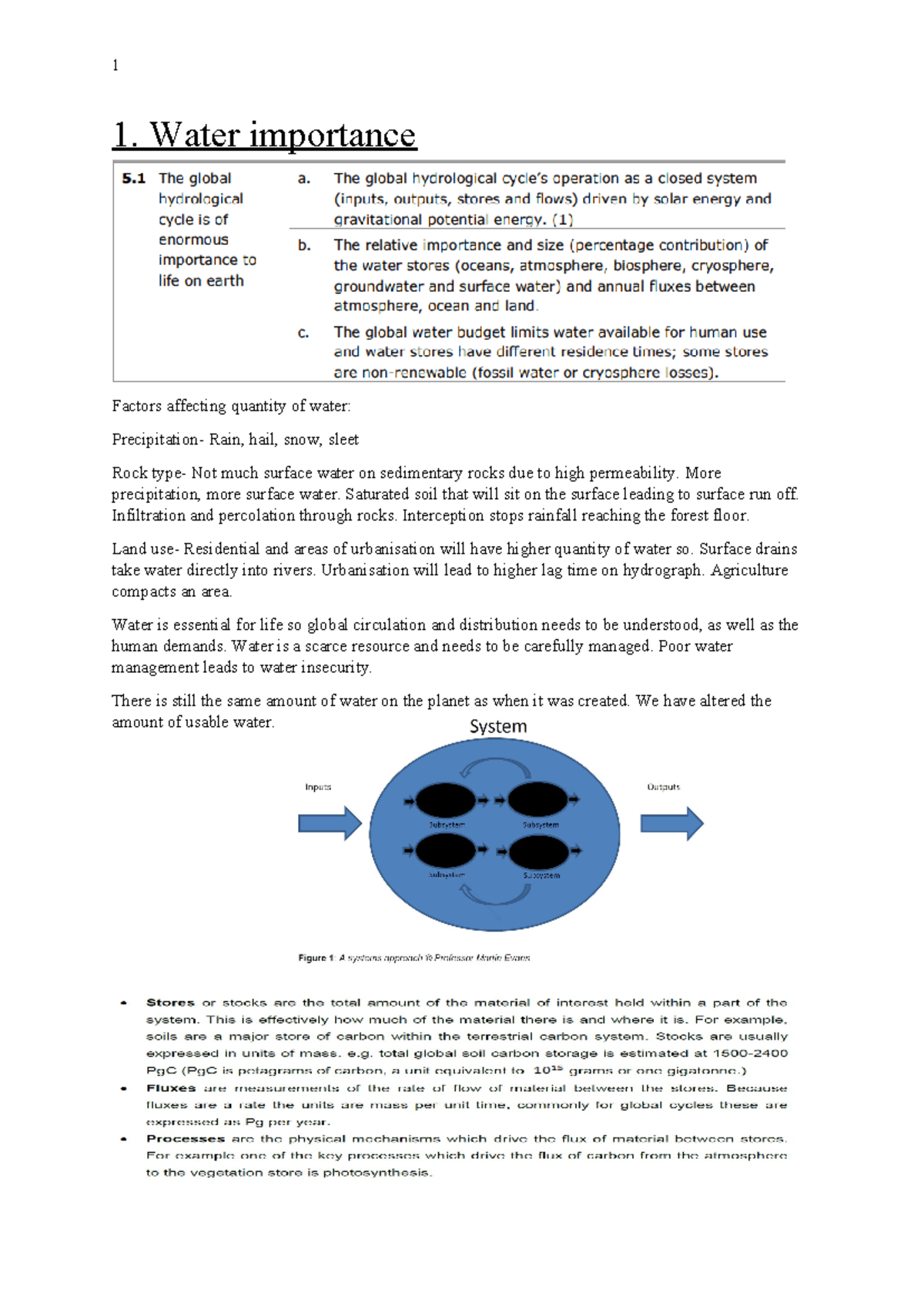 A-level Edexcel Geography: Comprehensive Notes on Water Importance ...