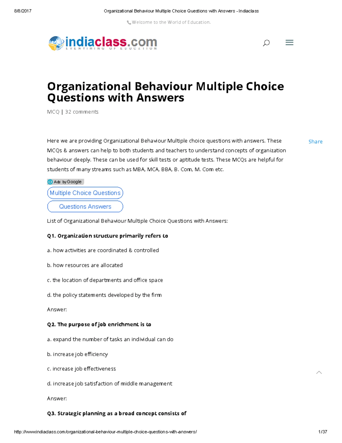 Knowledge Management Mcq - Multiple Choice Questions Elective – II ...