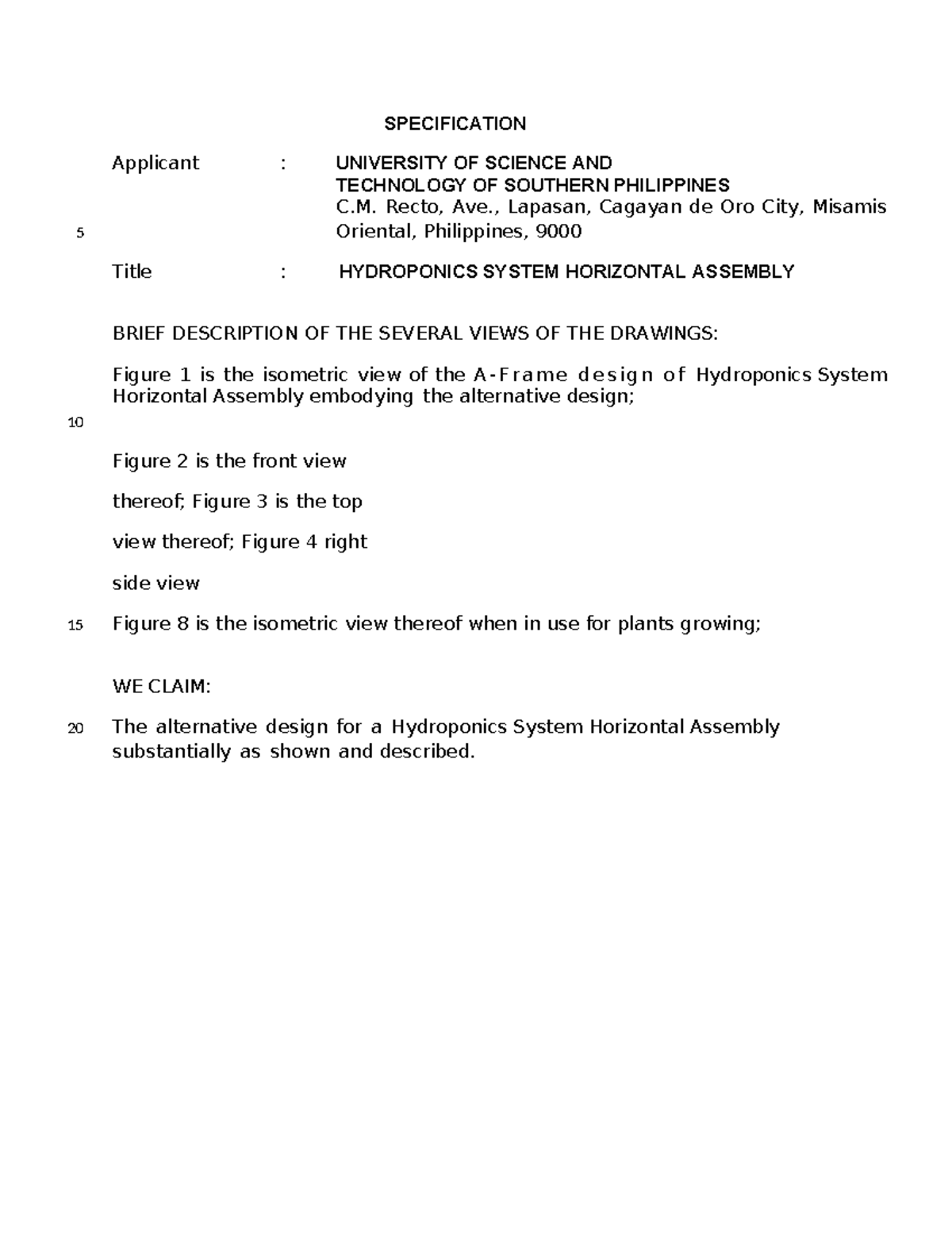 Hydroponics System Horizontal Assembly Design Specification USTP - Studocu
