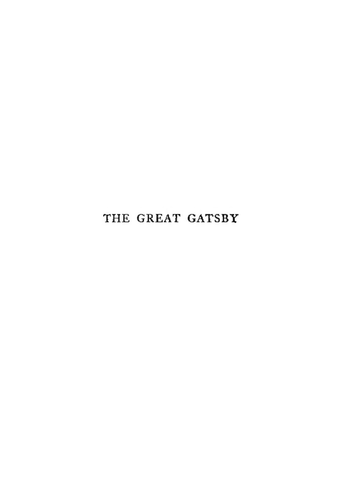 The Great Gatsby (ENG 101) - Chapter 1 Analysis and Summary - Studocu