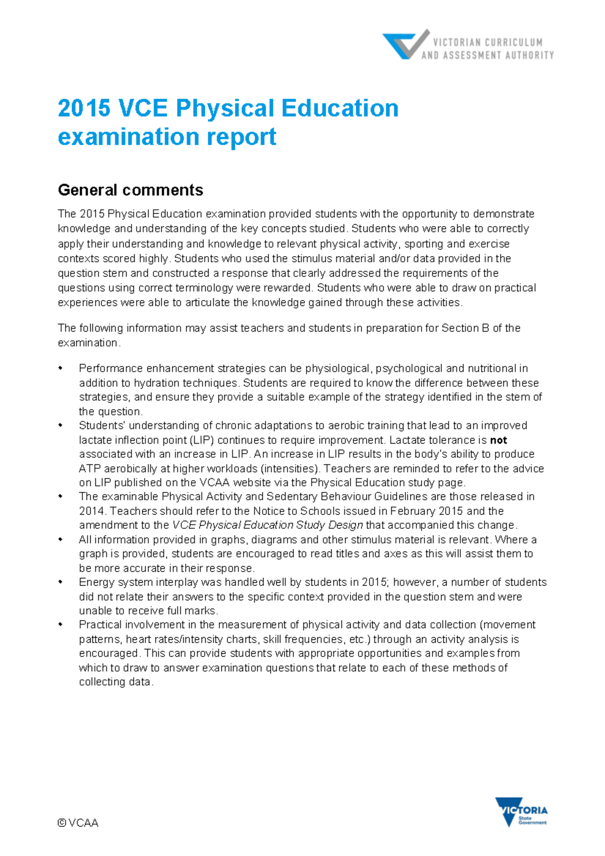 2015 VCE Physical Education Exam Report: Key Insights & Performance ...