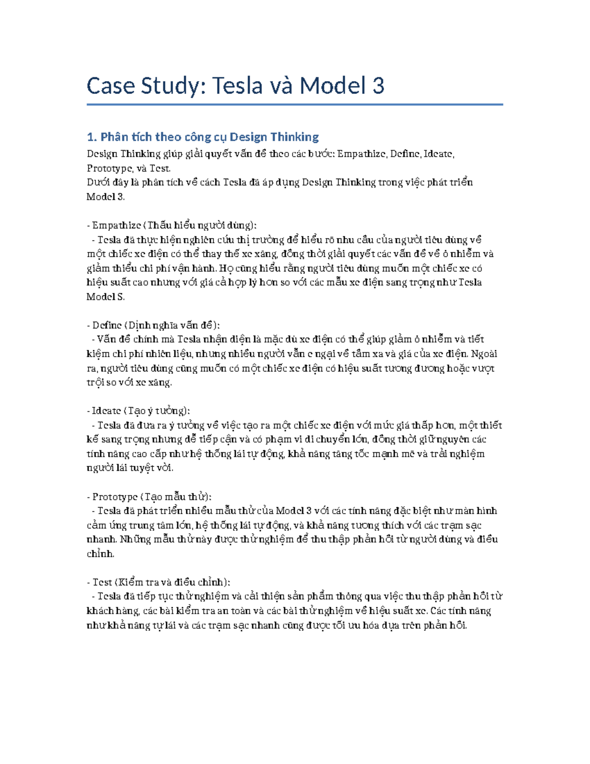 Tesla Case Study (Model 3) - Design Thinking Analysis and Business ...
