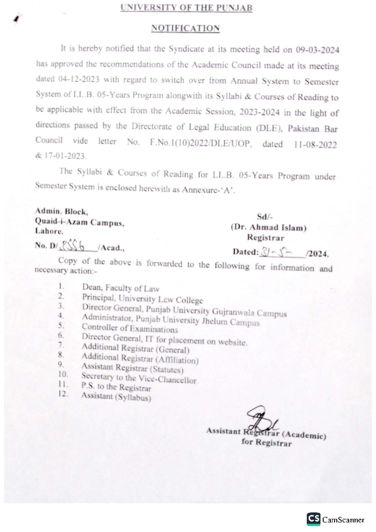 LL.B 5 Years Program Curriculum Overview (Semester System) - Studocu