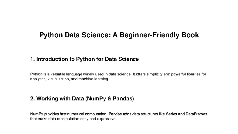Python Data Science: Intro to Data Analysis & ML Techniques - Studocu