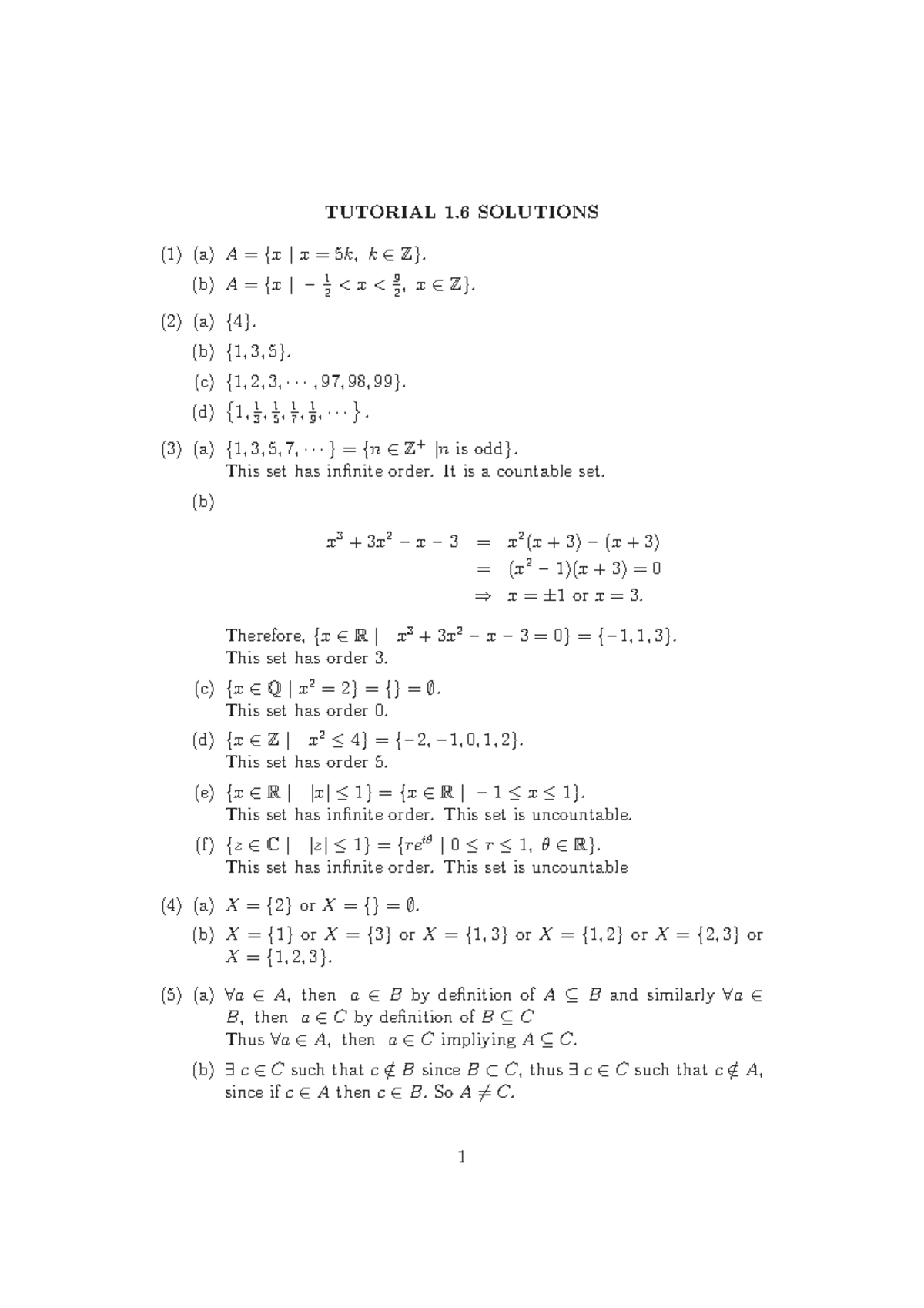 Tutorial 1.6 Solutions for Chapter 1 - Studocu