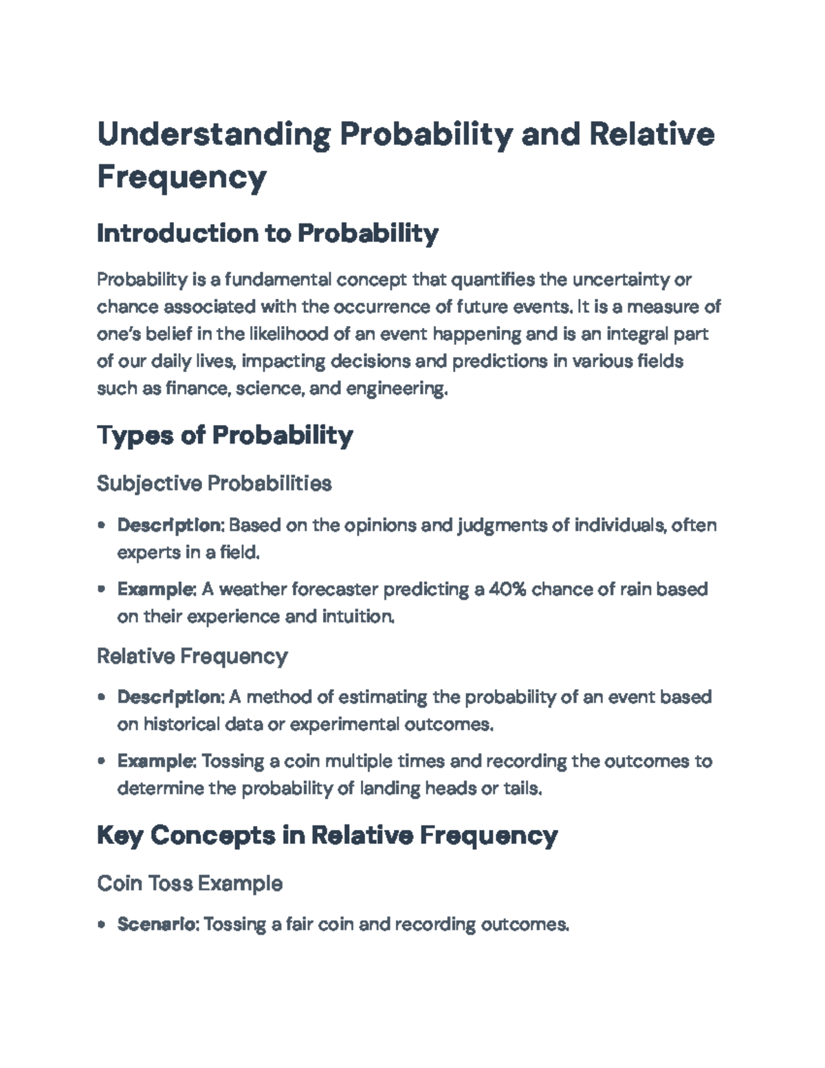 Understanding Probability and Relative Frequency: Concepts and Examples - Understanding ...