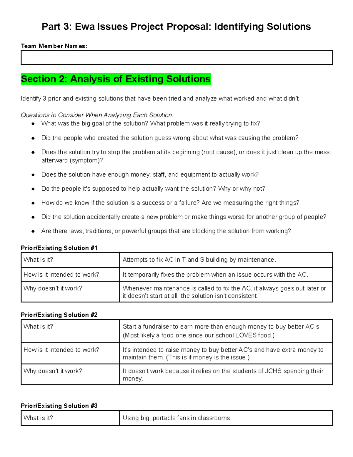 AC Issues Project Proposal: Analyzing Existing Solutions for JCHS - Studocu