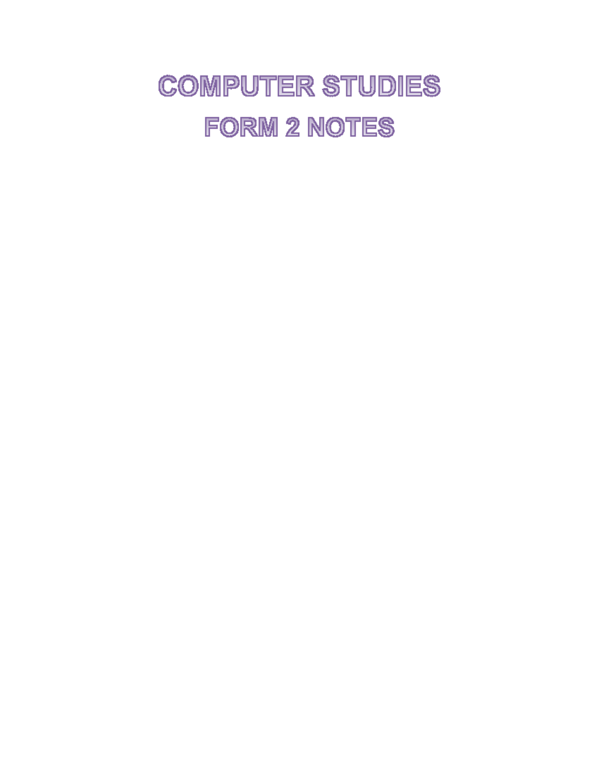 Computer Studies Form Two: Word Processors Overview and Guide - Studocu