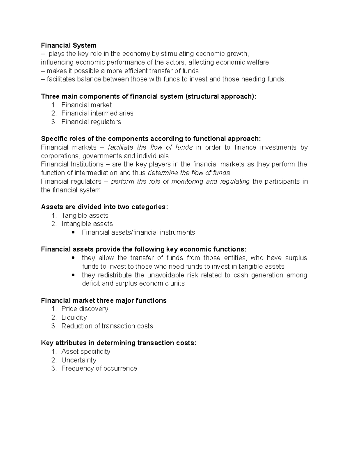Understanding the Financial System: Key Components & Functions - Studocu