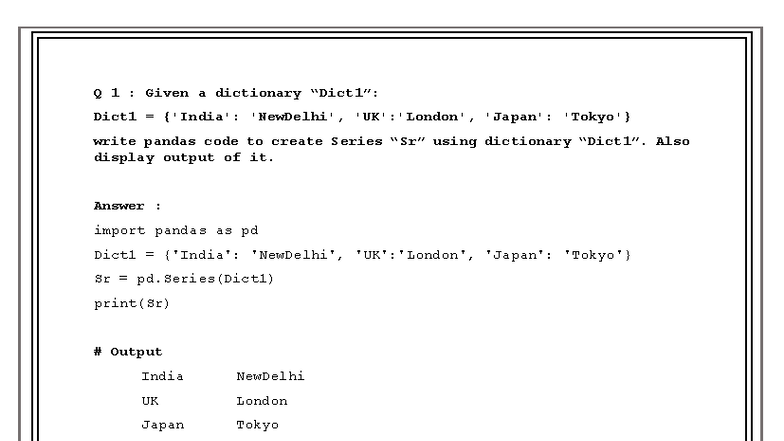 IP Practical File Q & A 2025-26: Pandas Series & DataFrame Operations ...