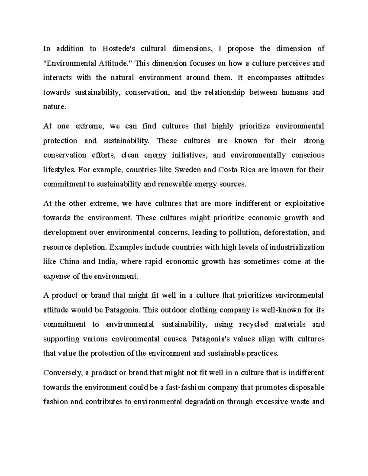 CULT 101: Environmental Attitudes & Cultural Perspectives Exercise ...