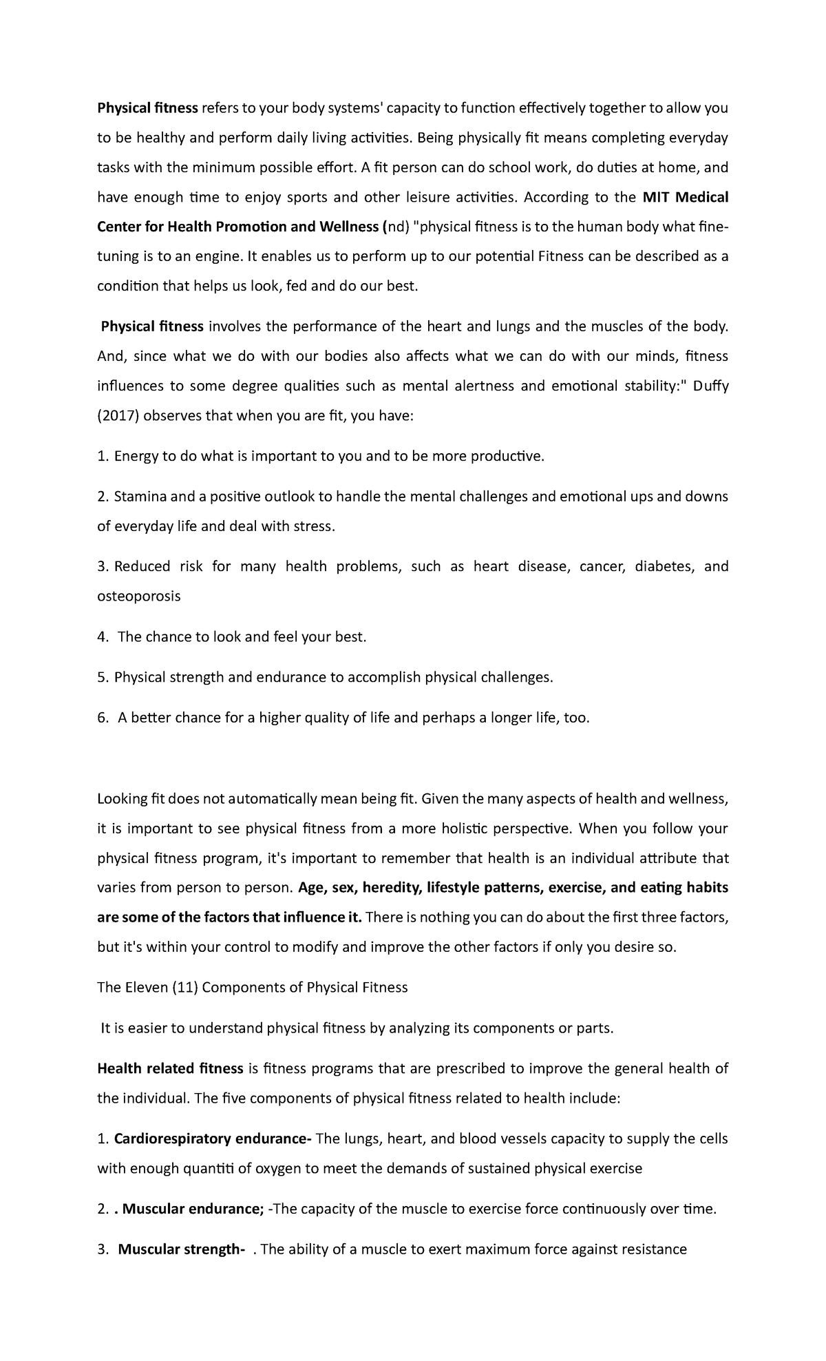 Physical Health Overview: Understanding Fitness and Wellness - Studocu