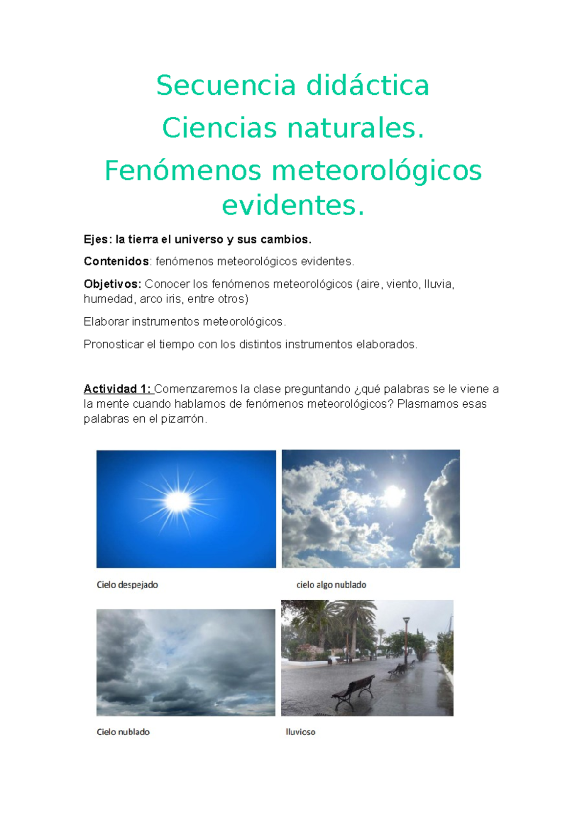 Secuencia Didáctica: Fenómenos Meteorológicos 082137 - Studocu