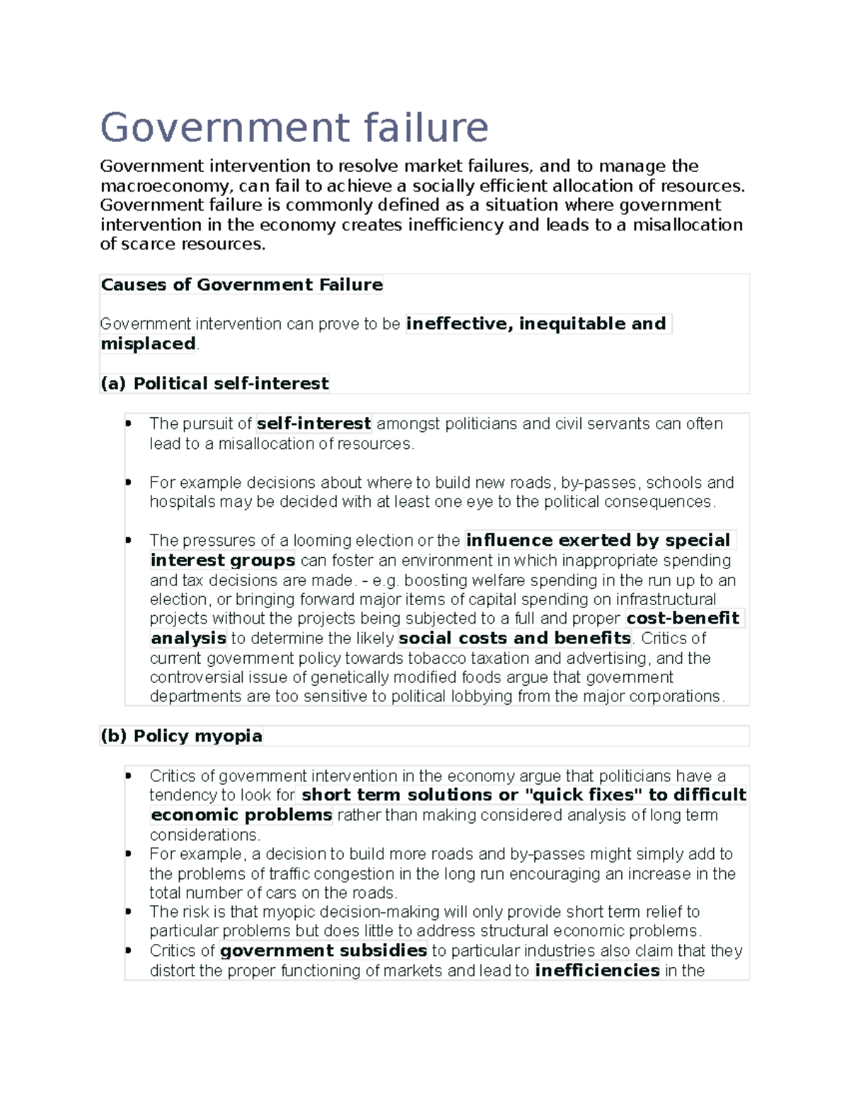 Goverment failure - slide - Government failure Government intervention ...