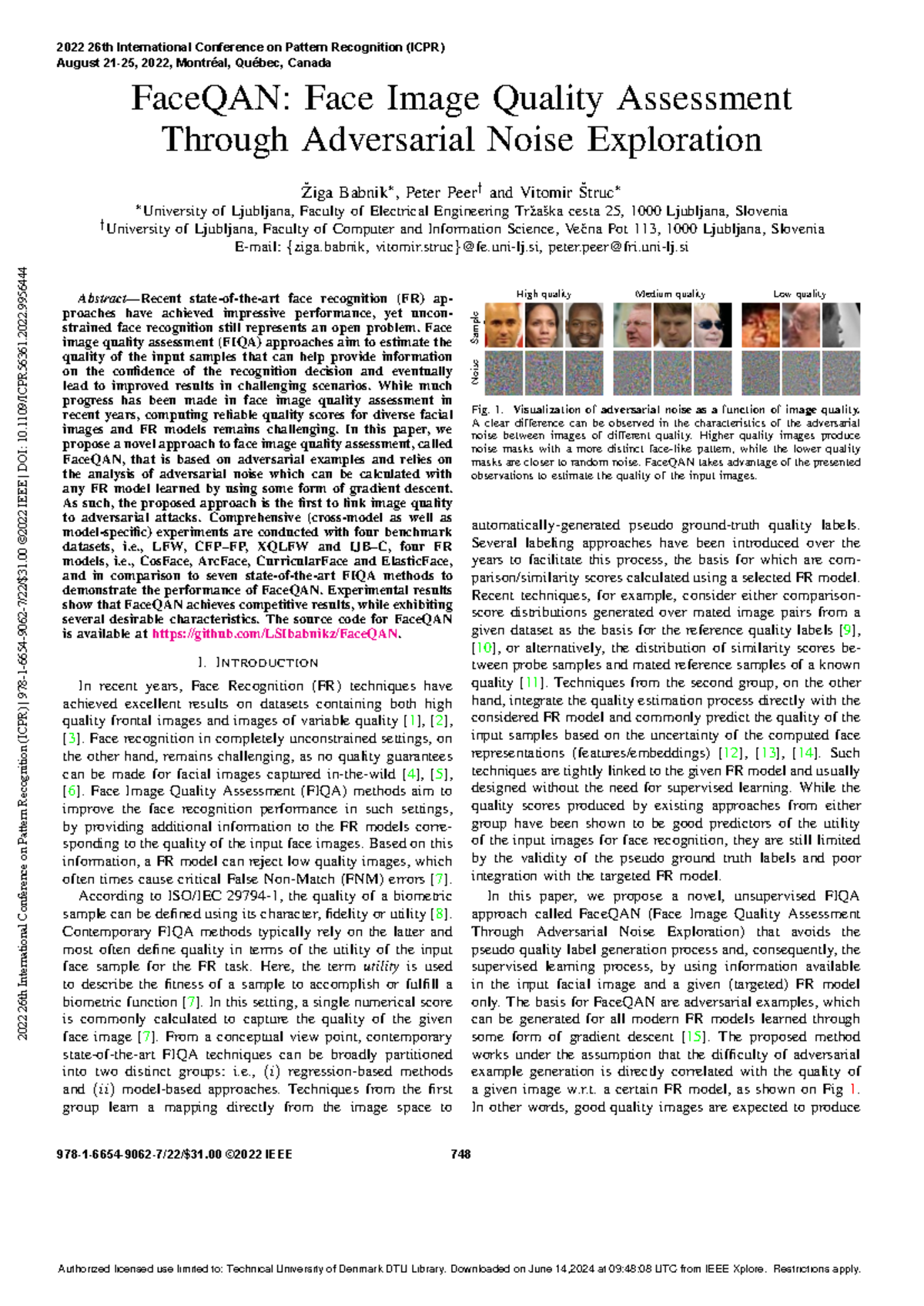 Babnik et al. - 2022 - Face QAN Face Image Quality Assessment Through ...