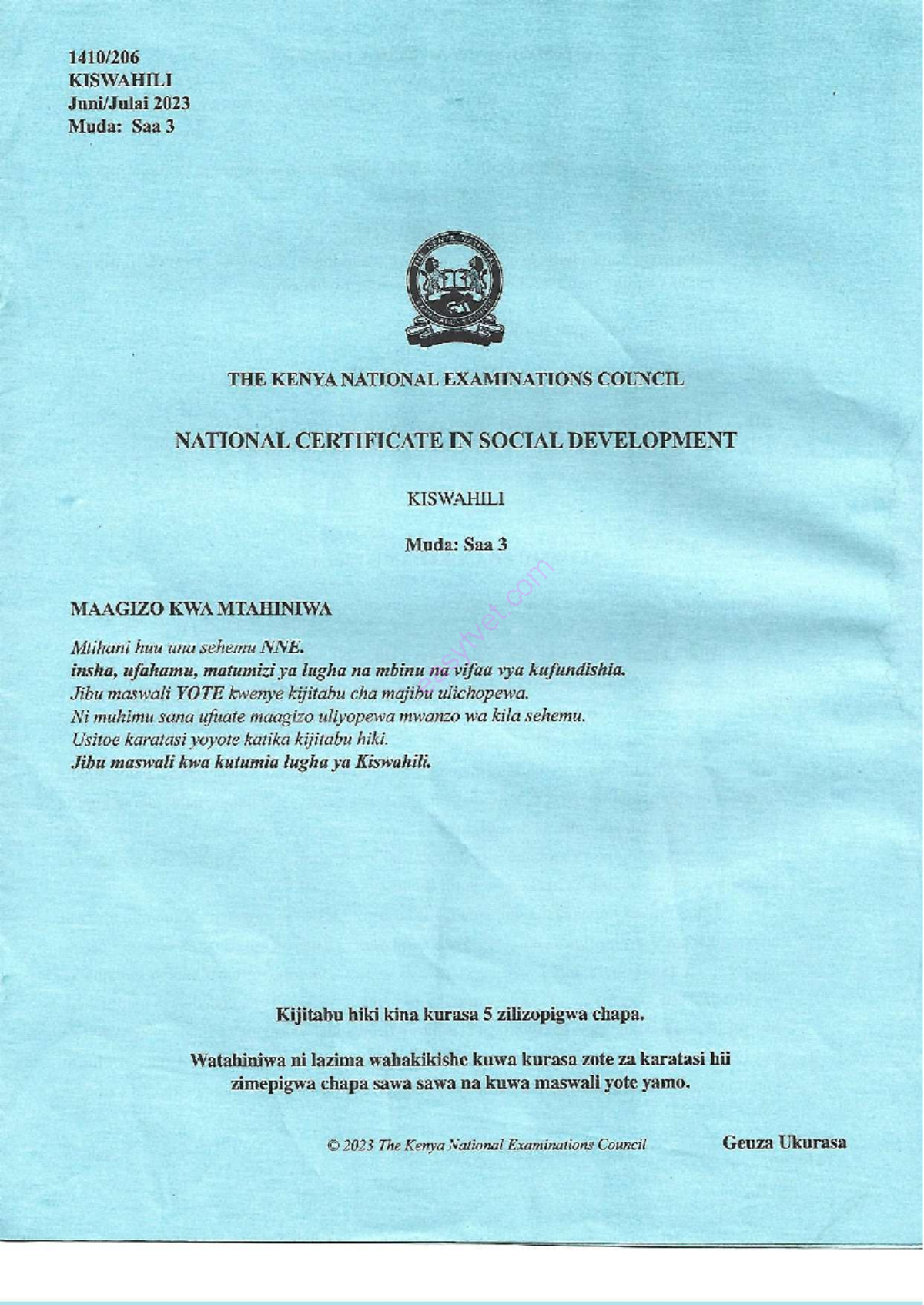 2023j Kiswahili - Revision questions - Theory and Practice of Social ...