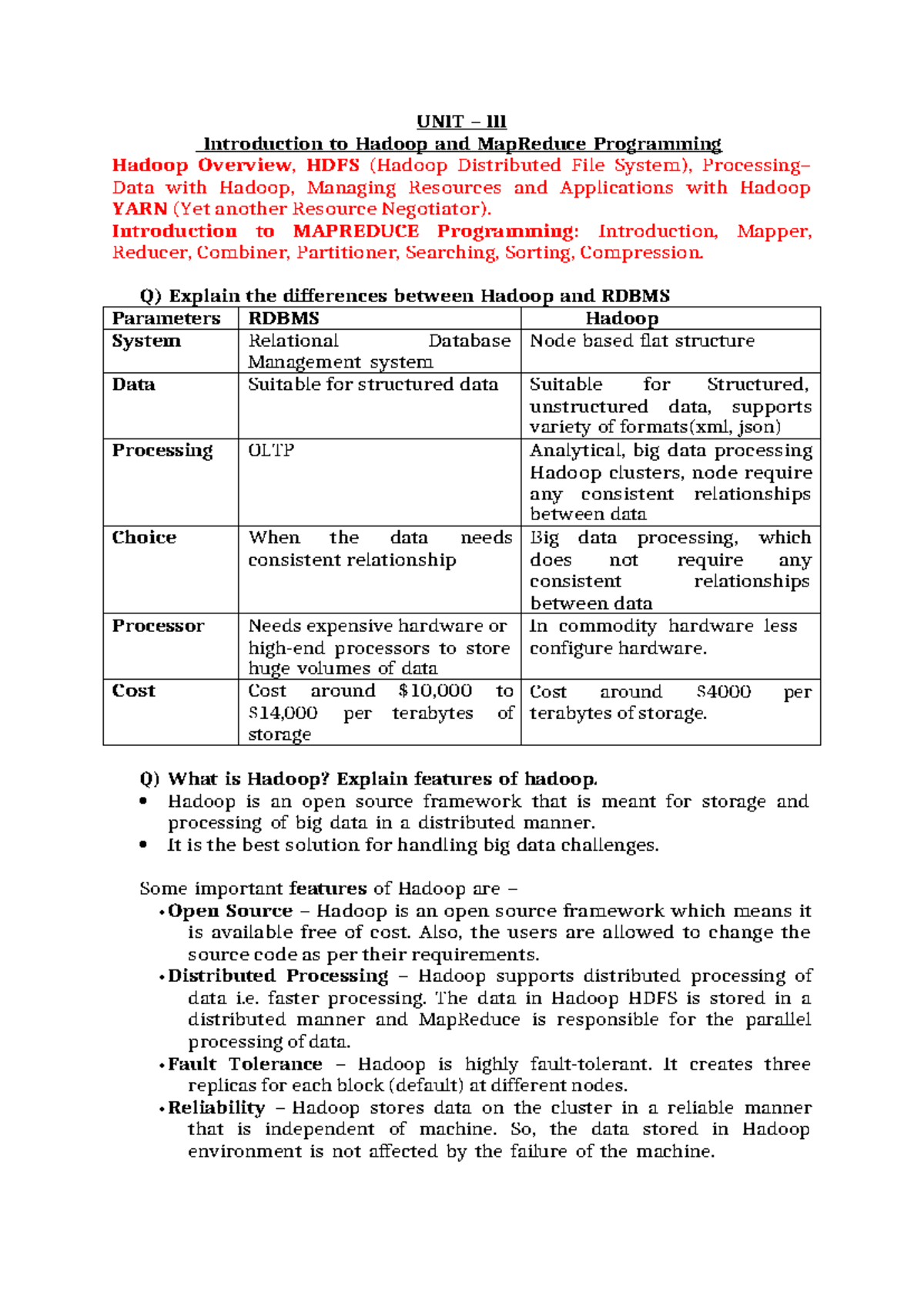 FBDA-UNIT-3: Comprehensive Notes on Hadoop and MapReduce Programming ...