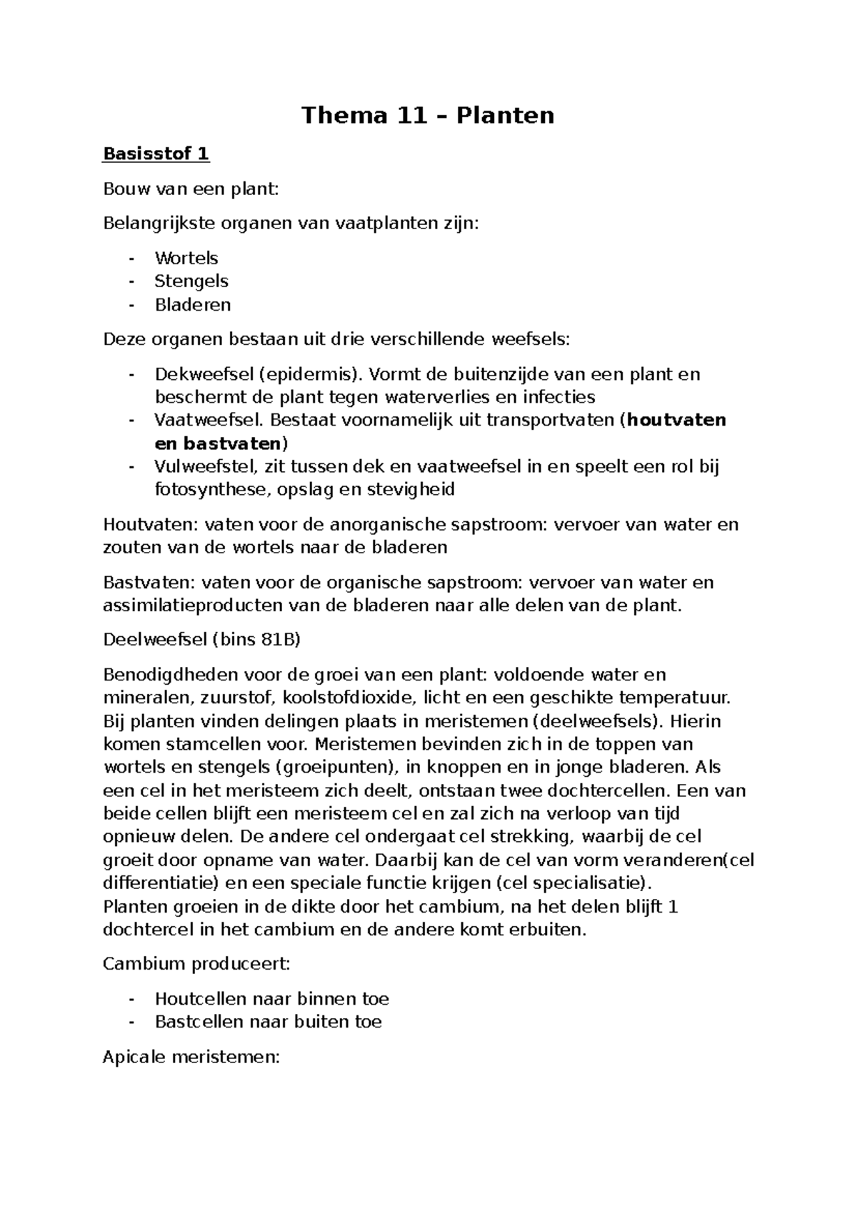 Biologie 11: Planten - Compleet Samenvatting en Groei Mechanismen ...