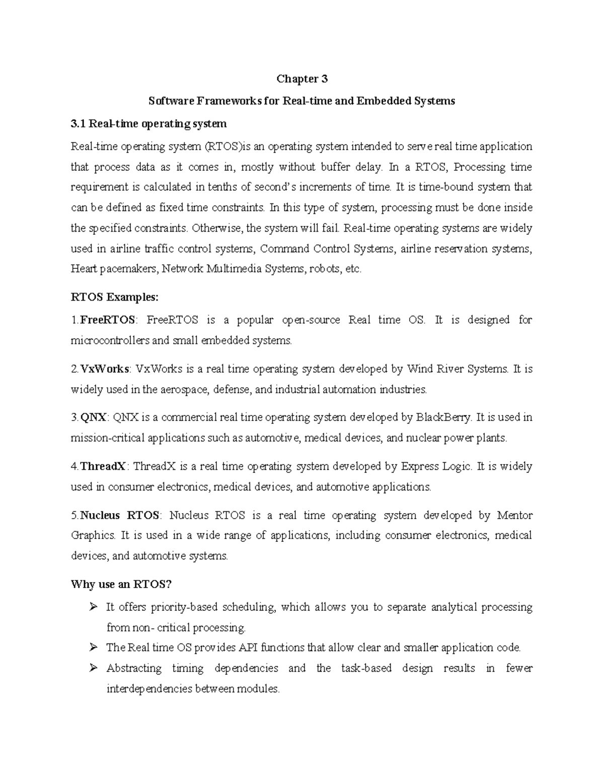 Chapter 3 - Software Frameworks for Real-Time Operating Systems (RTOS) - Studocu