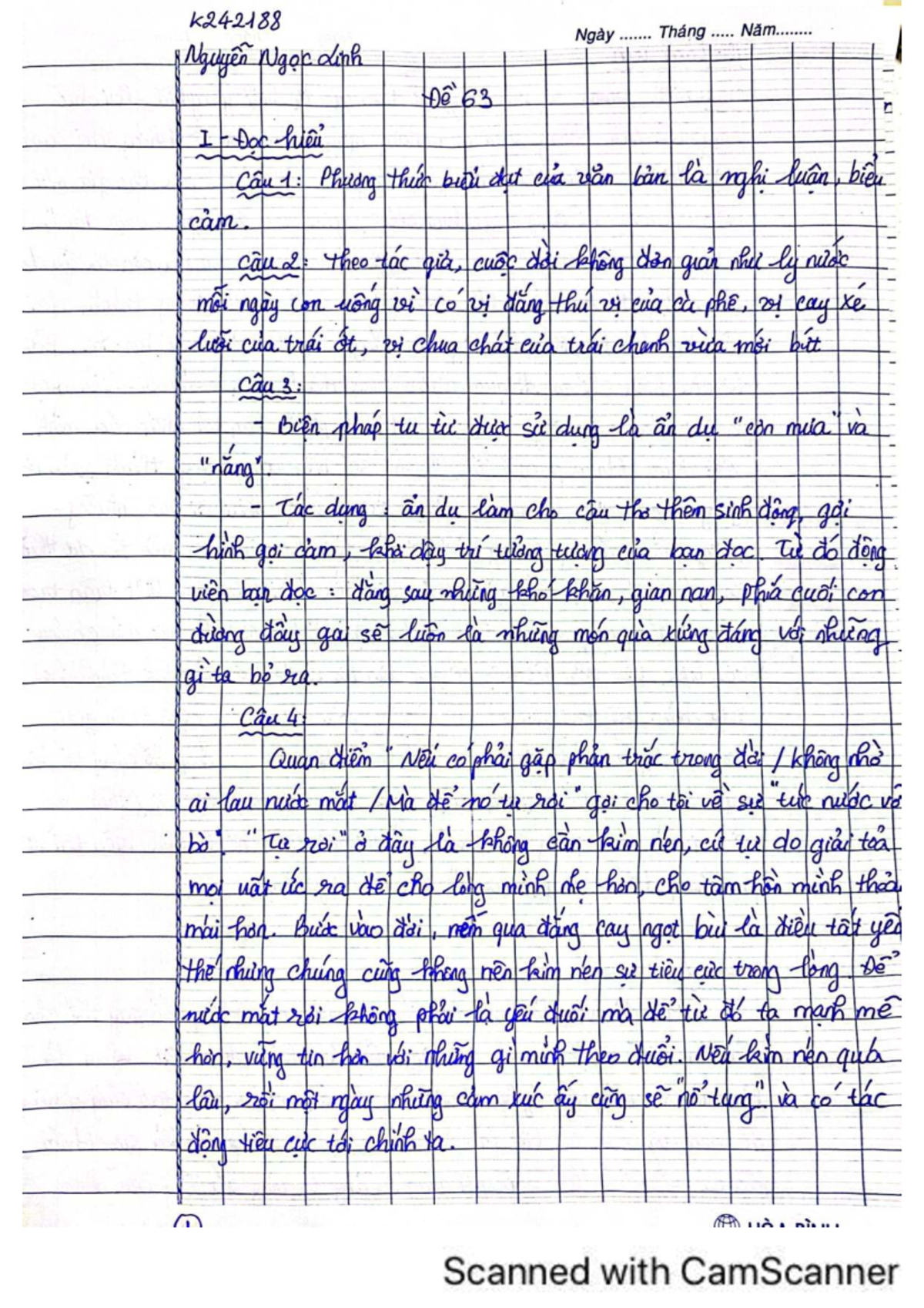 K242188 - Phân Tích Văn Bản Nguyễn Ngọc Linh: Nghị Luận và Cảm Xúc - Studocu