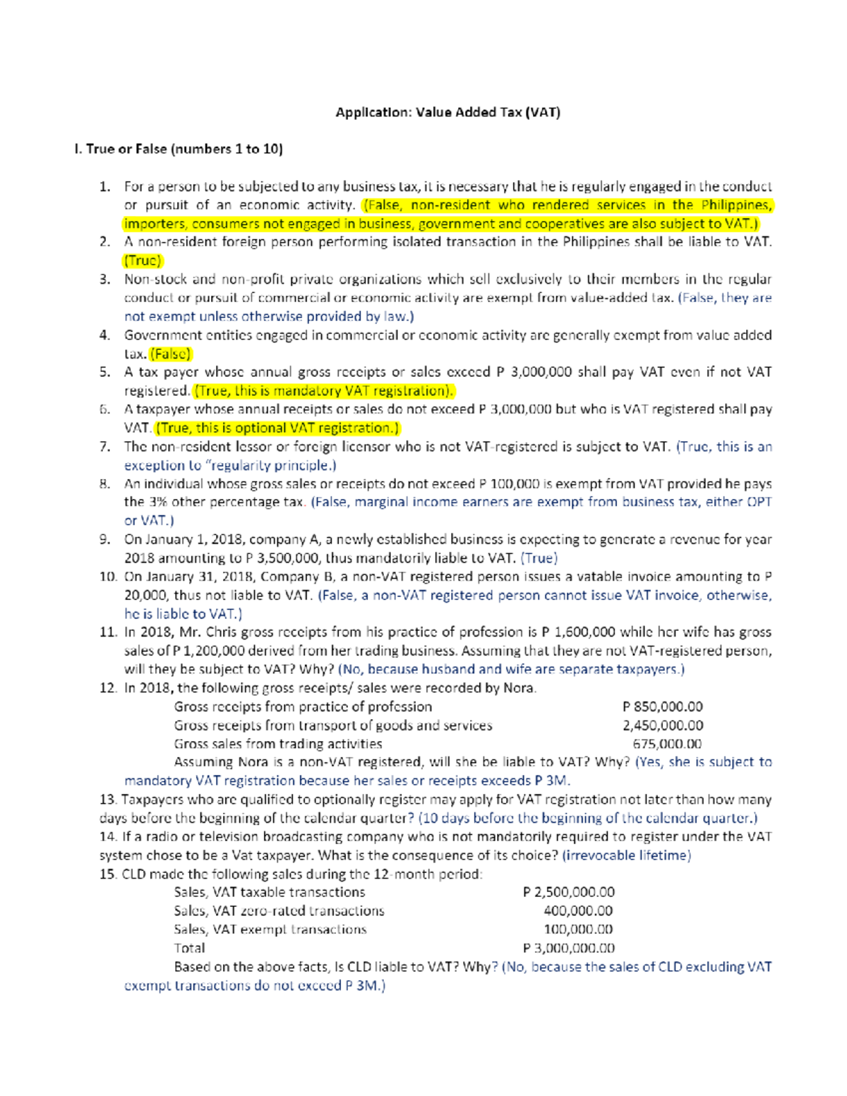 11 VAT Problems with Solutions: Comprehensive Guide - Studocu