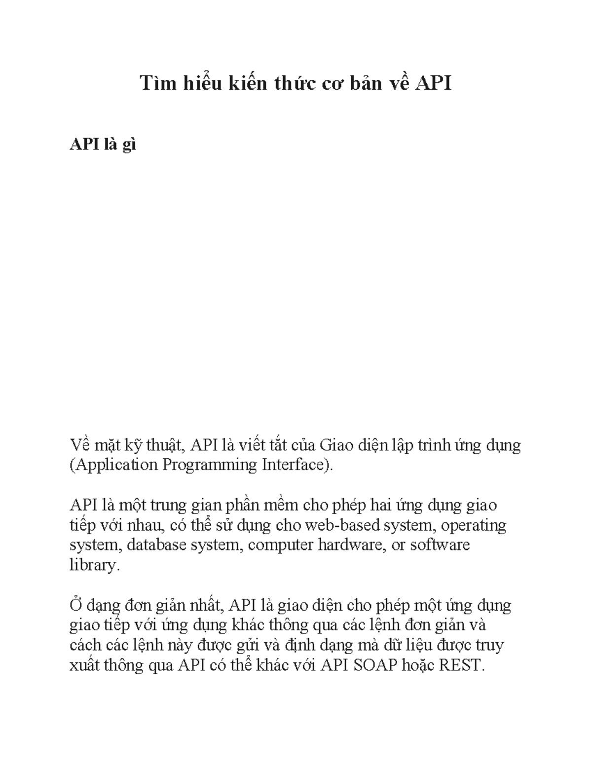 Tìm hiểu cơ bản về API: Giao diện lập trình ứng dụng - Studocu