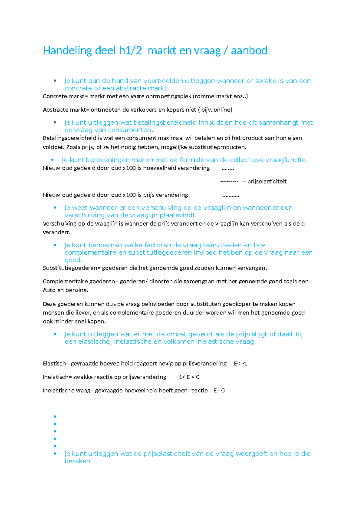 Handeling H2: Markt, Vraag en Aanbod in Economie - Samenvatting ...
